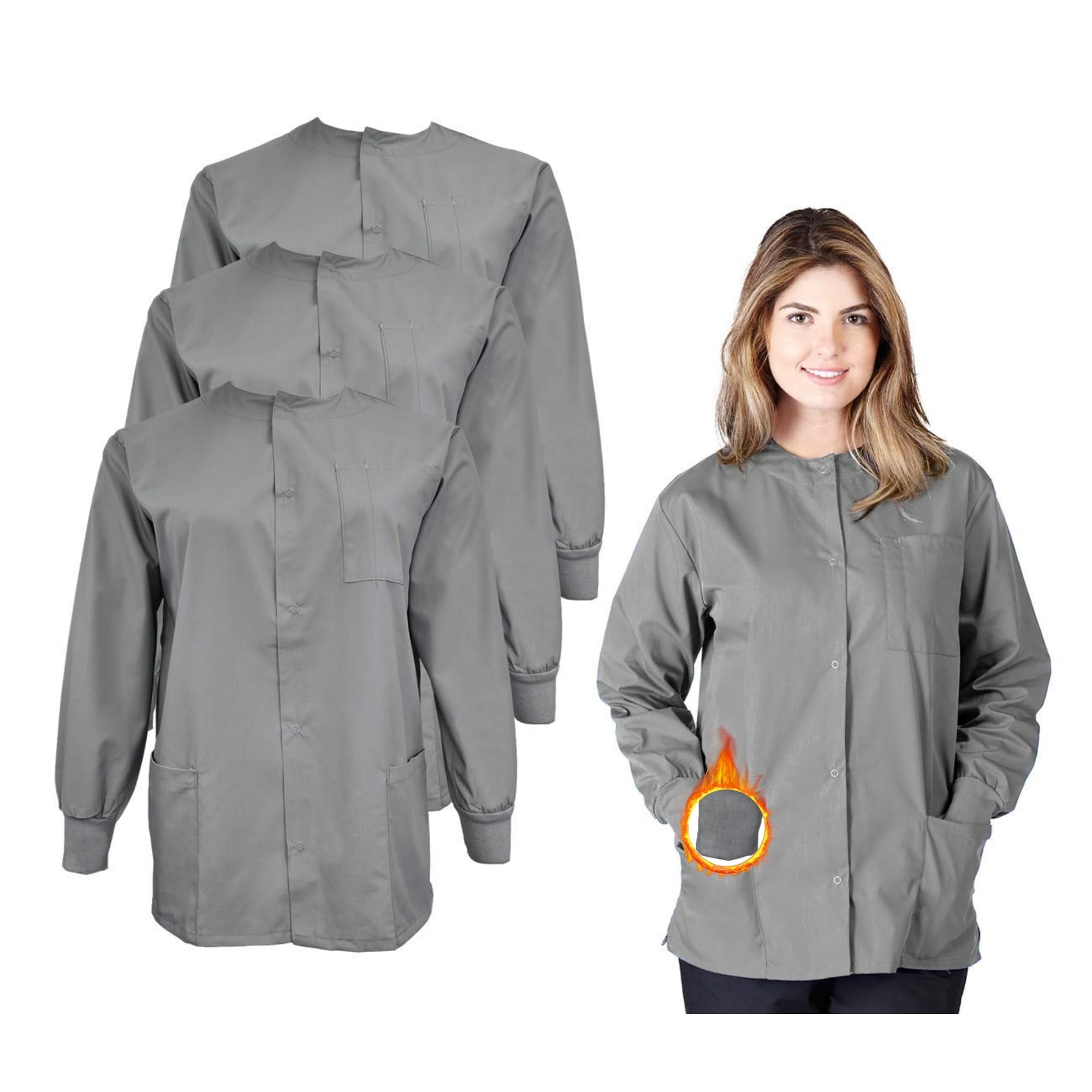 M&M SCRUBS Women's Scrub Jacket Warm Up Lightweight Medical Scrub ...