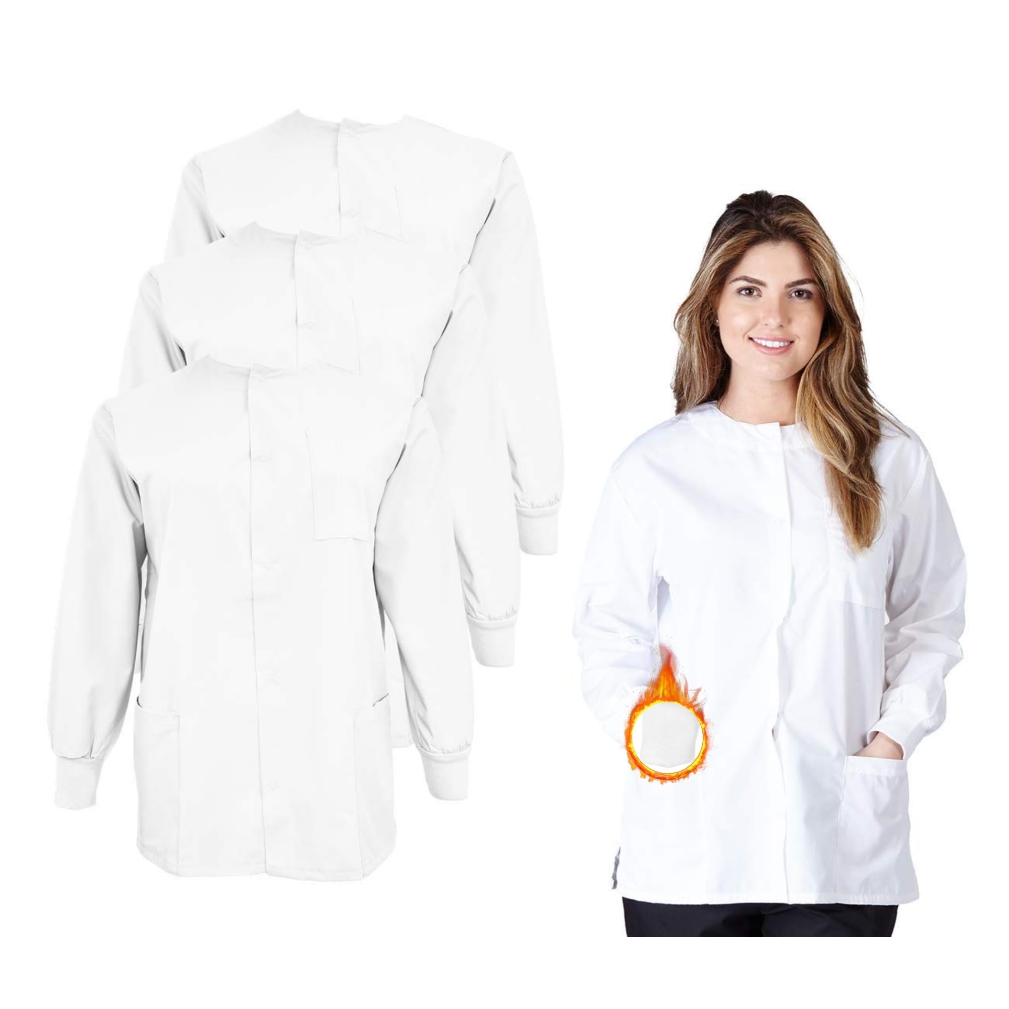 M&M SCRUBS Women's Scrub Jacket Warm Up Lightweight Medical Scrub ...