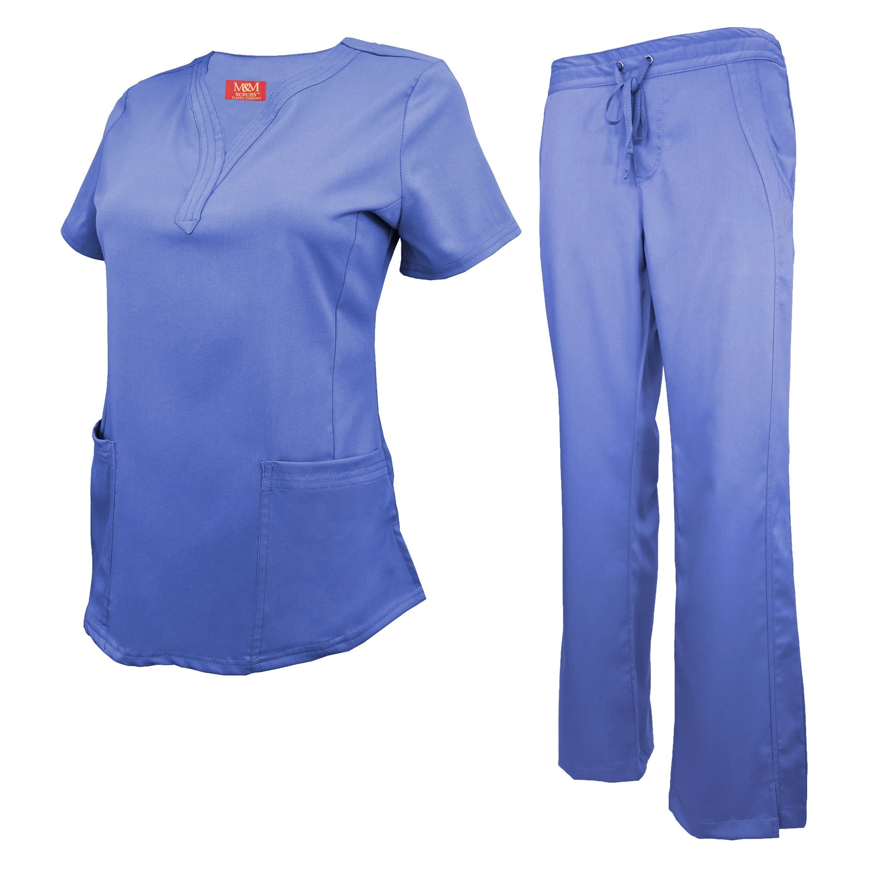 M&M SCRUBS Women's Ultra Soft Stretch Drop-Neck 2 Pocket Scrub Top and ...