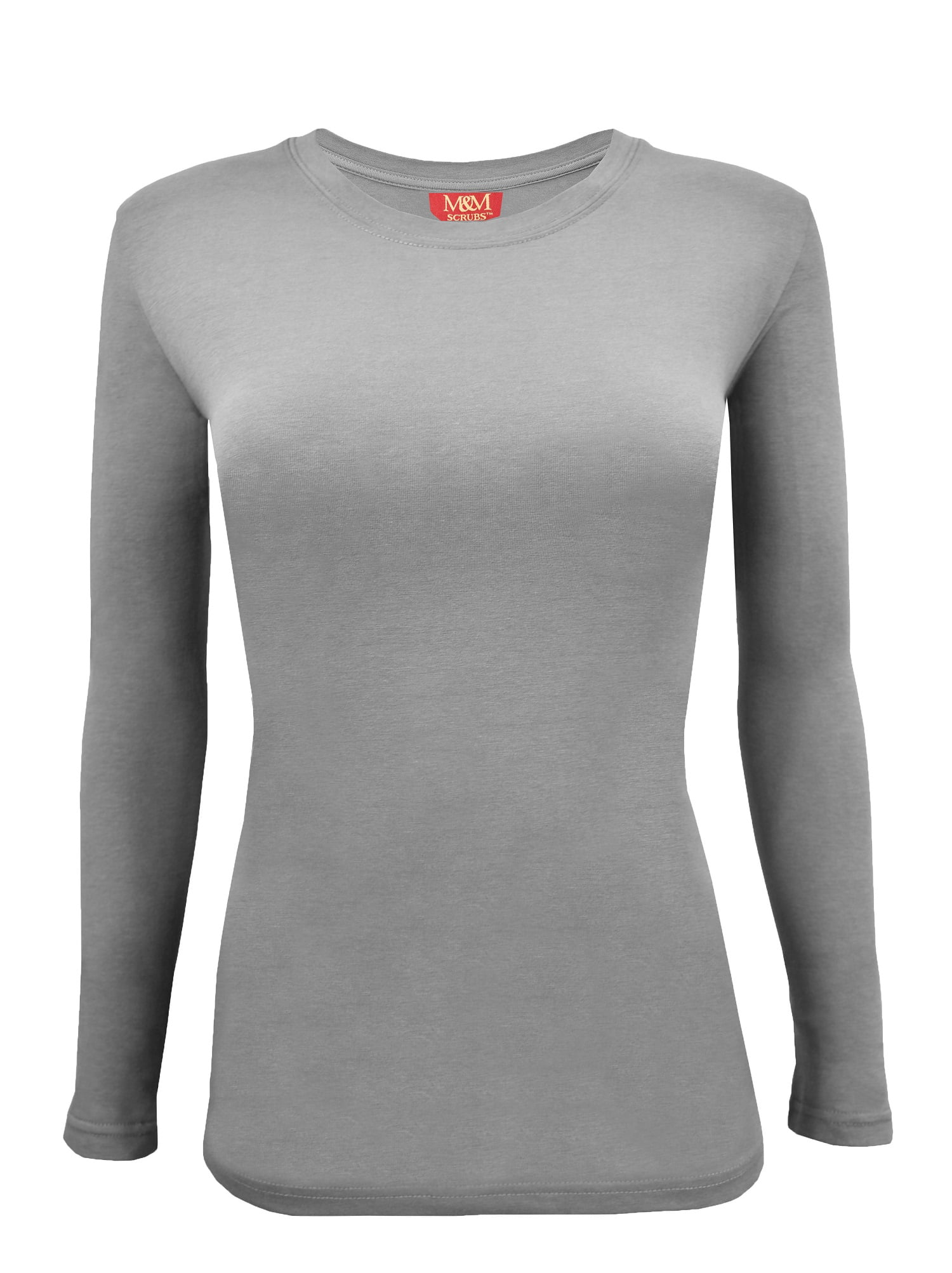 M&M SCRUBS Women's Under Scrub Tee Crew Neck Long Sleeve T-Shirt ...