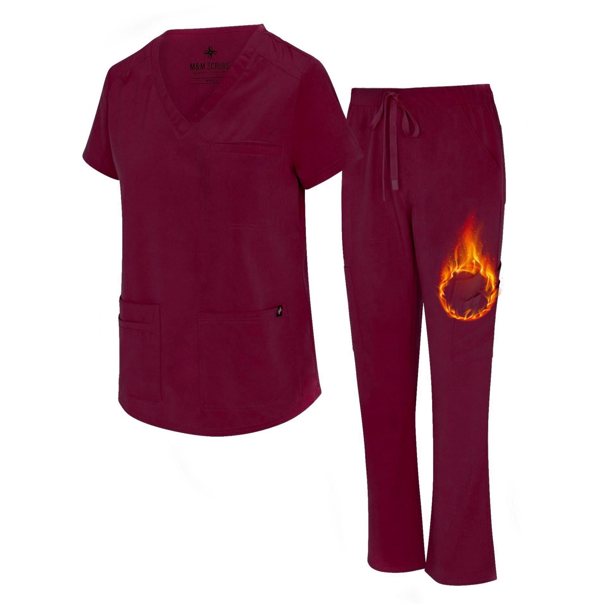 M&M SCRUBS Womens Cargo Scrub Set 11 Pocket Cool Stretch Medical Scrub ...