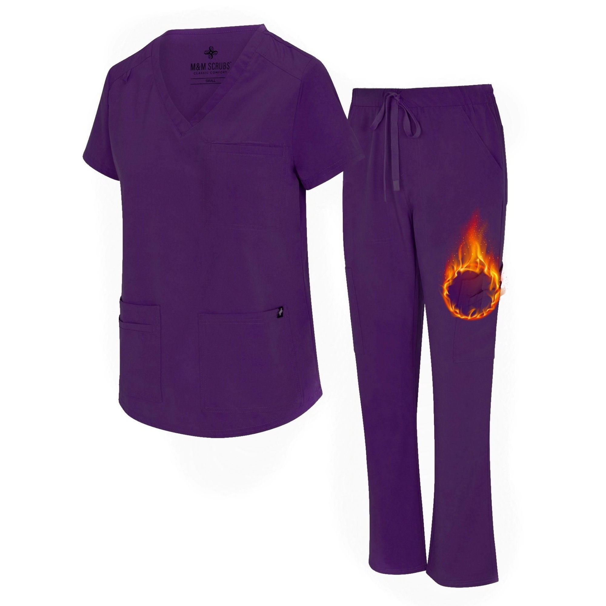 M&M SCRUBS Womens Cargo Scrub Set 11 Pocket Cool Stretch Medical Scrub ...