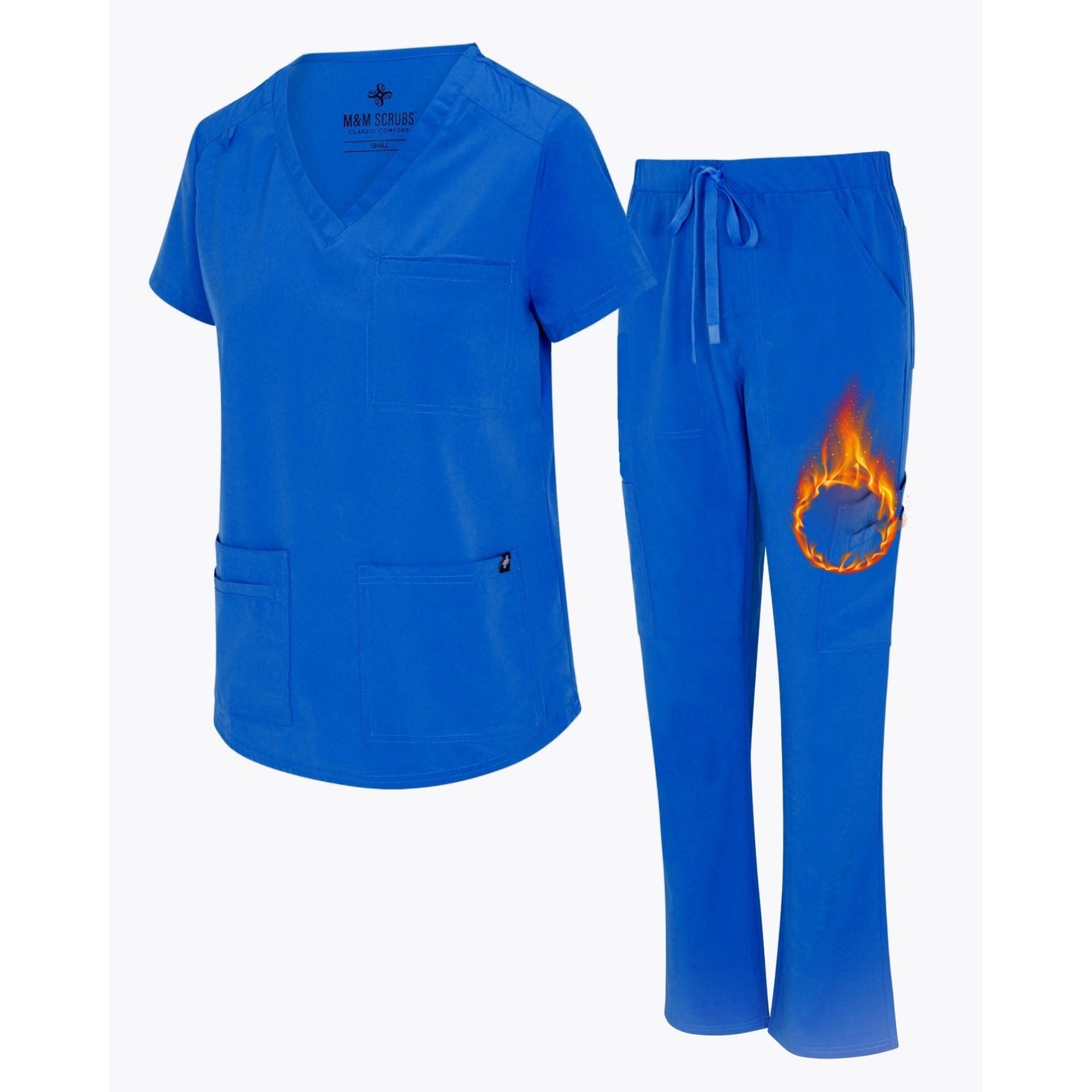 M&M SCRUBS Womens Cargo Scrub Set 11 Pocket Cool Stretch Medical Scrub ...