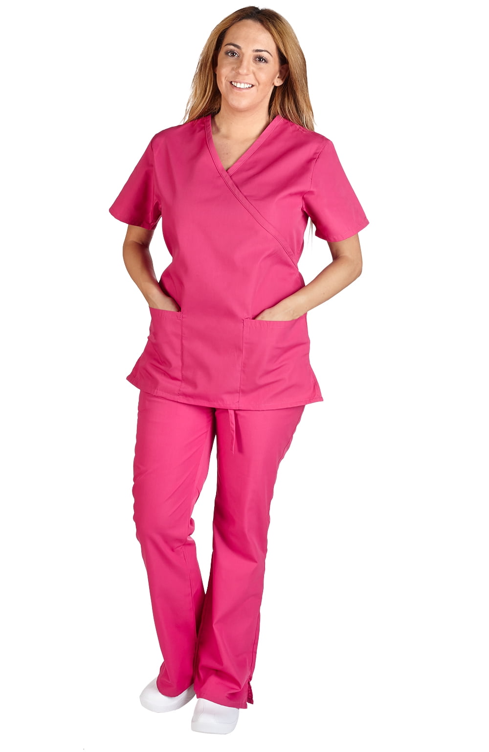 M&M Scrubs Women's Tie Back Solid Medical Scrub Set - Walmart.com