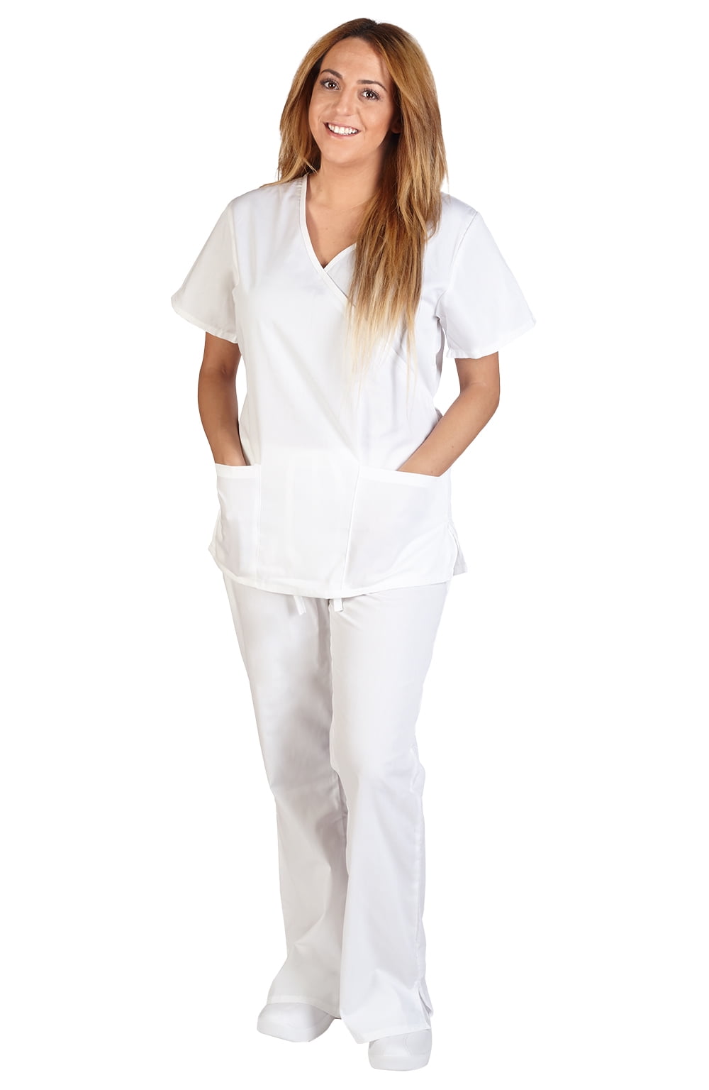 M&M Scrubs Women's Tie Back Solid Medical Scrub Set - Walmart.com