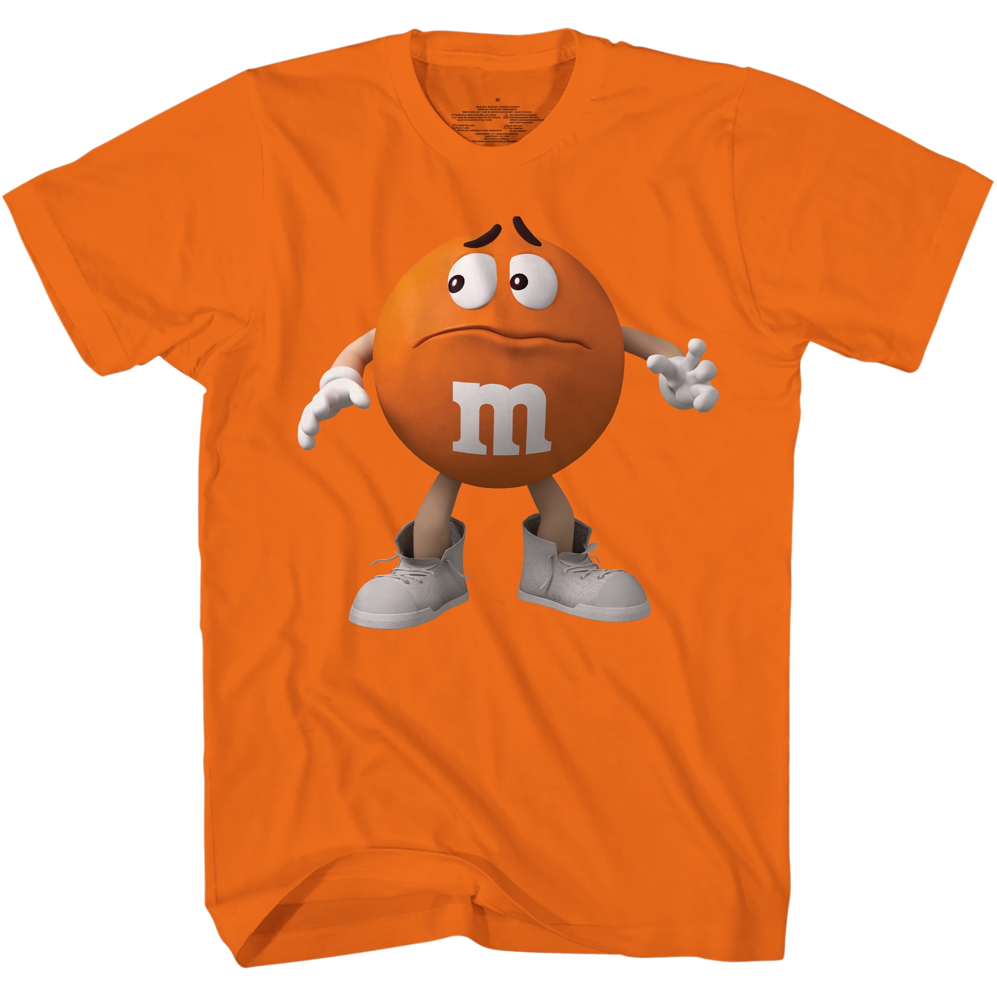 M&M's Candy Character Face Adult T-Shirt - M - Orange - Walmart.com