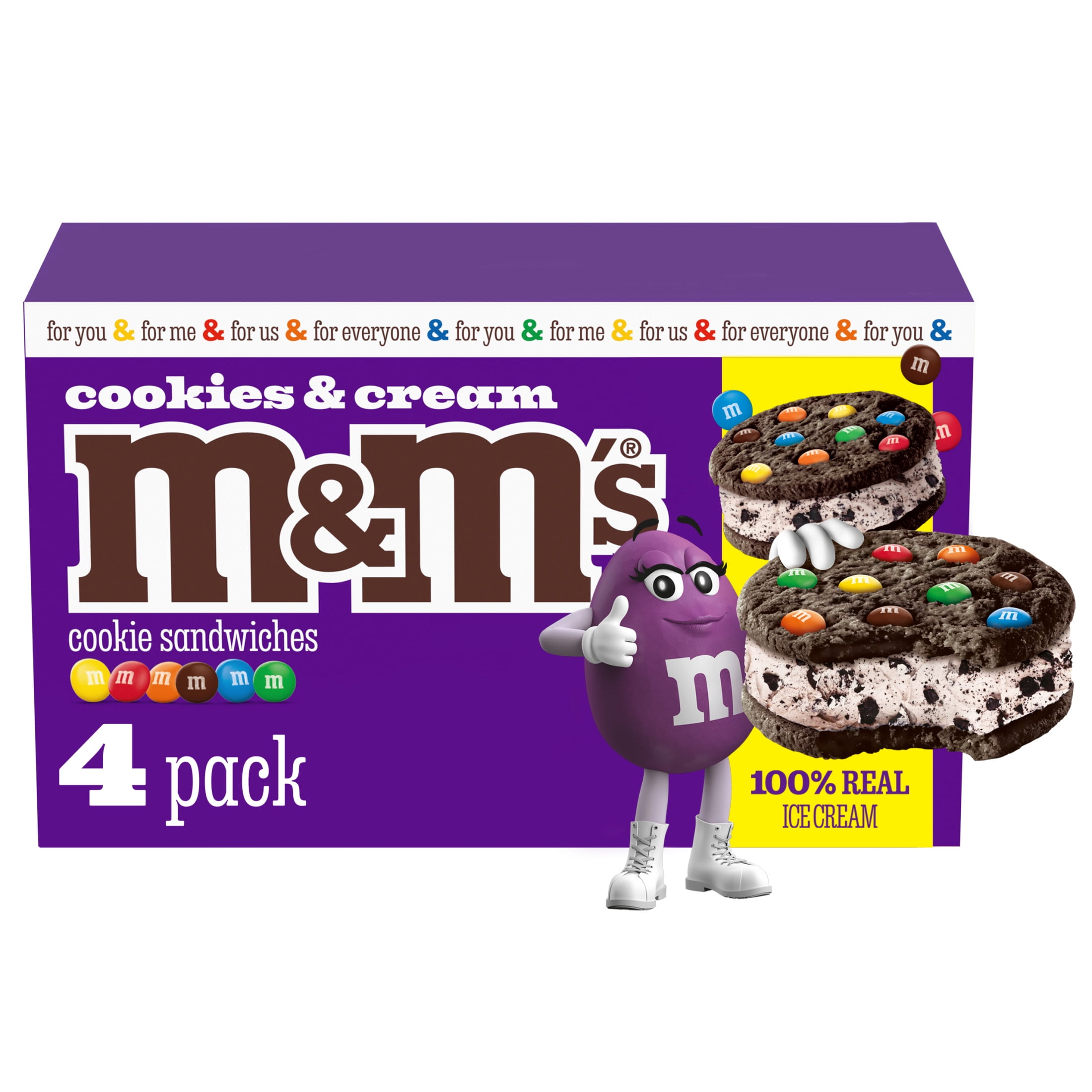 M&M's Cookies and Cream Ice Cream Cookie Sandwiches, 14 fl oz, 4 Pack ...