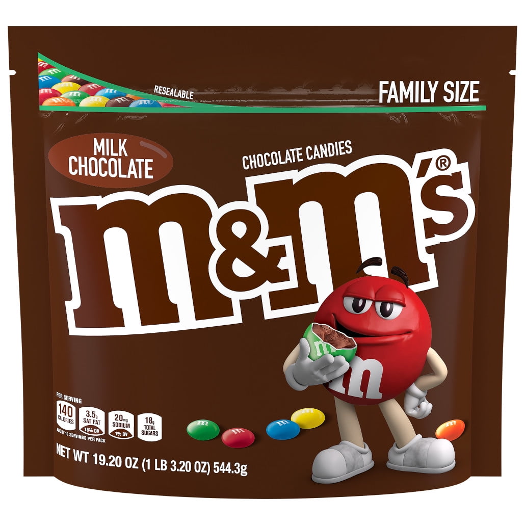 M&M's Family Size Milk Chocolate Candy - 19.2 oz Resealable Bag ...