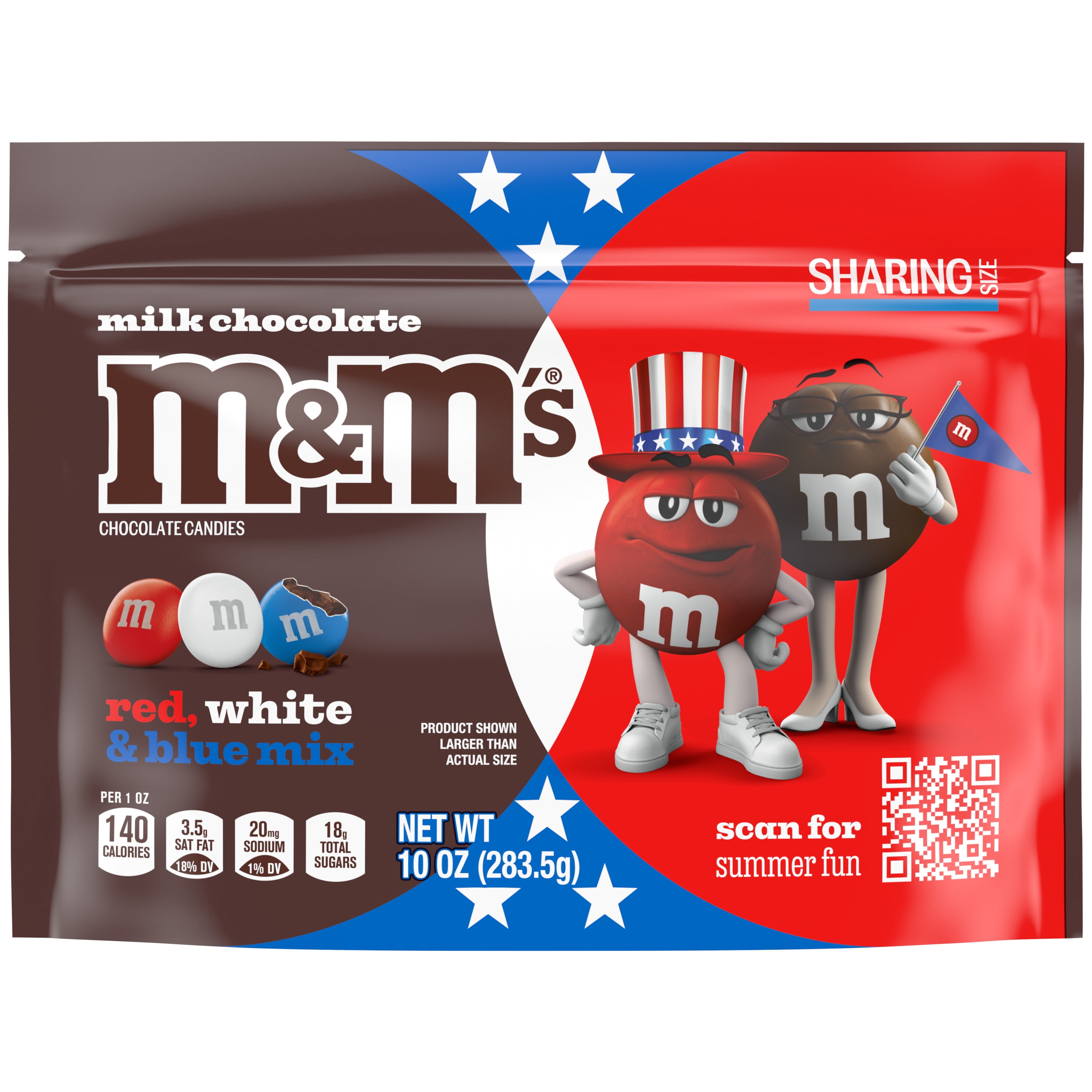 M&M's Milk Chocolate Red, White & Blue Summer Candy - 10 Oz Bag ...