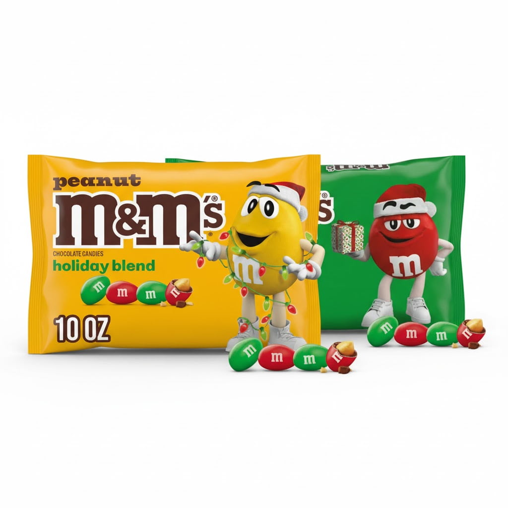 M&M's Milk and Peanut Milk Chocolate Christmas Candy - 10 oz Bag (variety pack) - Walmart.com