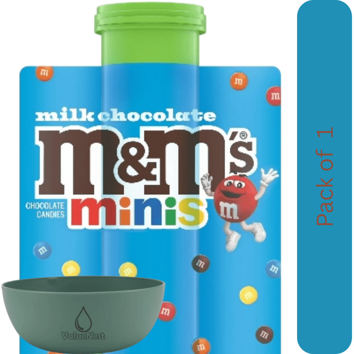 M&M’s Minis Milk Chocolate Candy – 1.77 oz Mega Tube with Bowl by Value ...