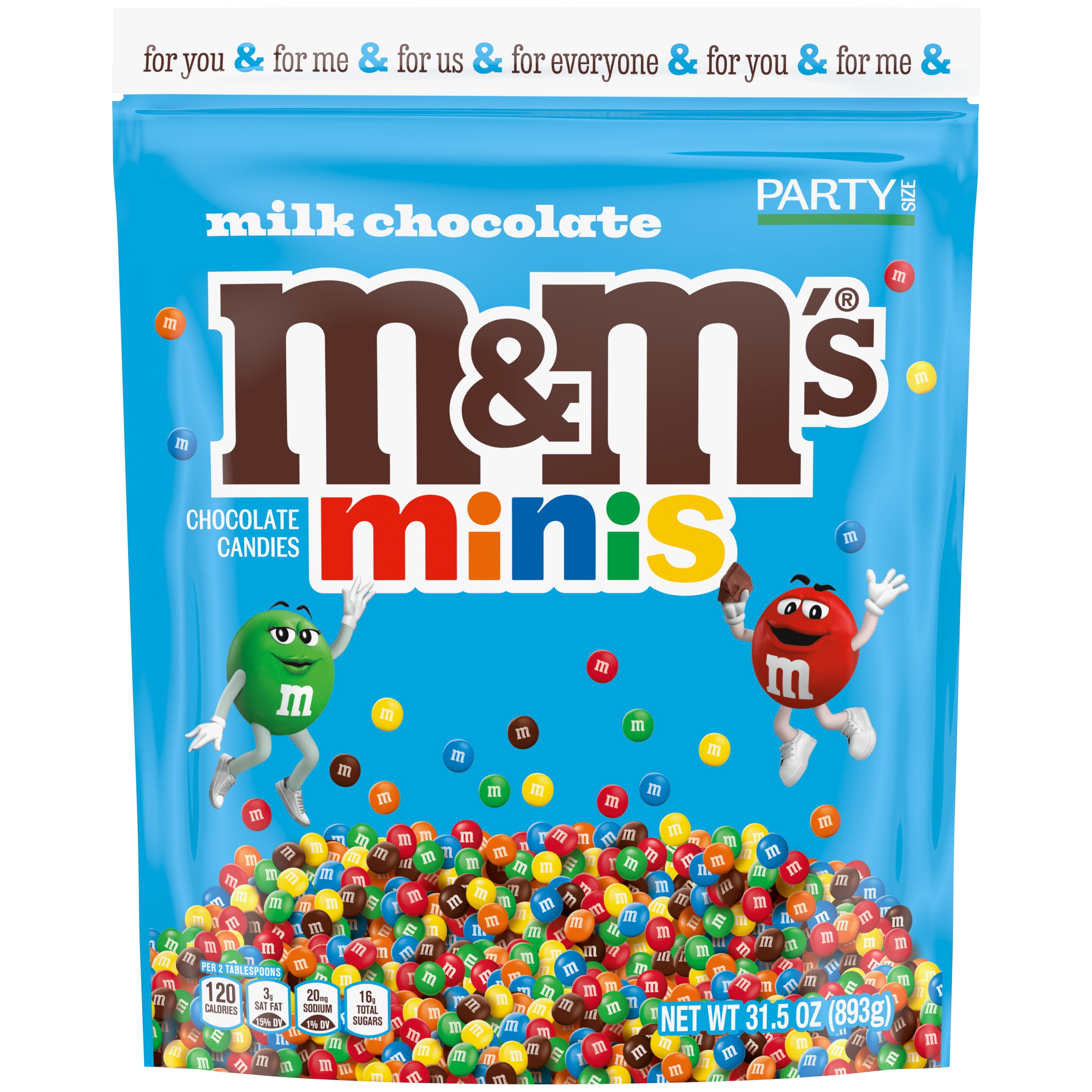 M&M's Minis Milk Chocolate Candy, Party Size - 31.5 oz Bulk Resealable ...