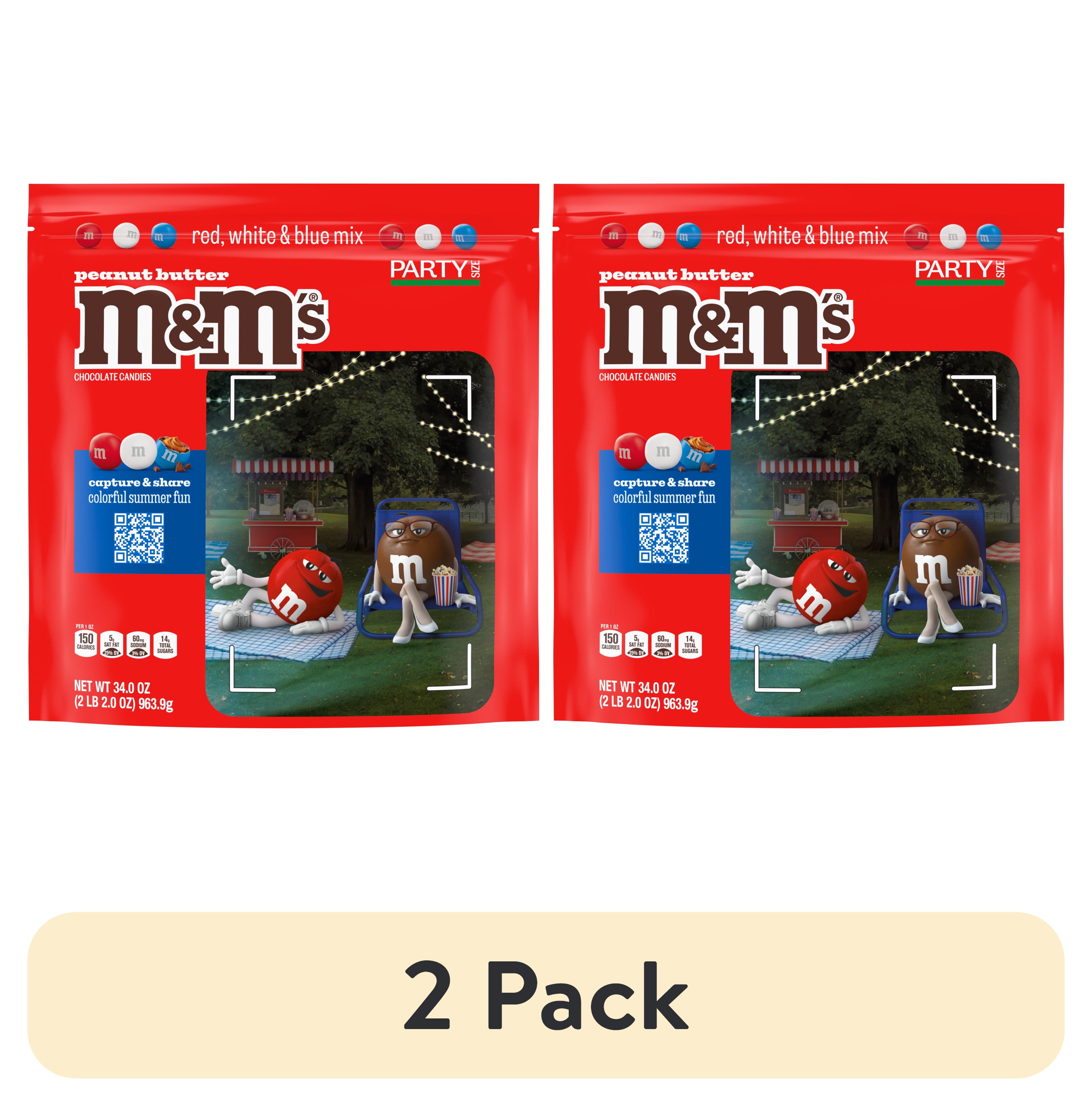 (2 pack) M&M's Peanut Butter Summer Bulk Chocolate Candy - 34 oz Bag ...