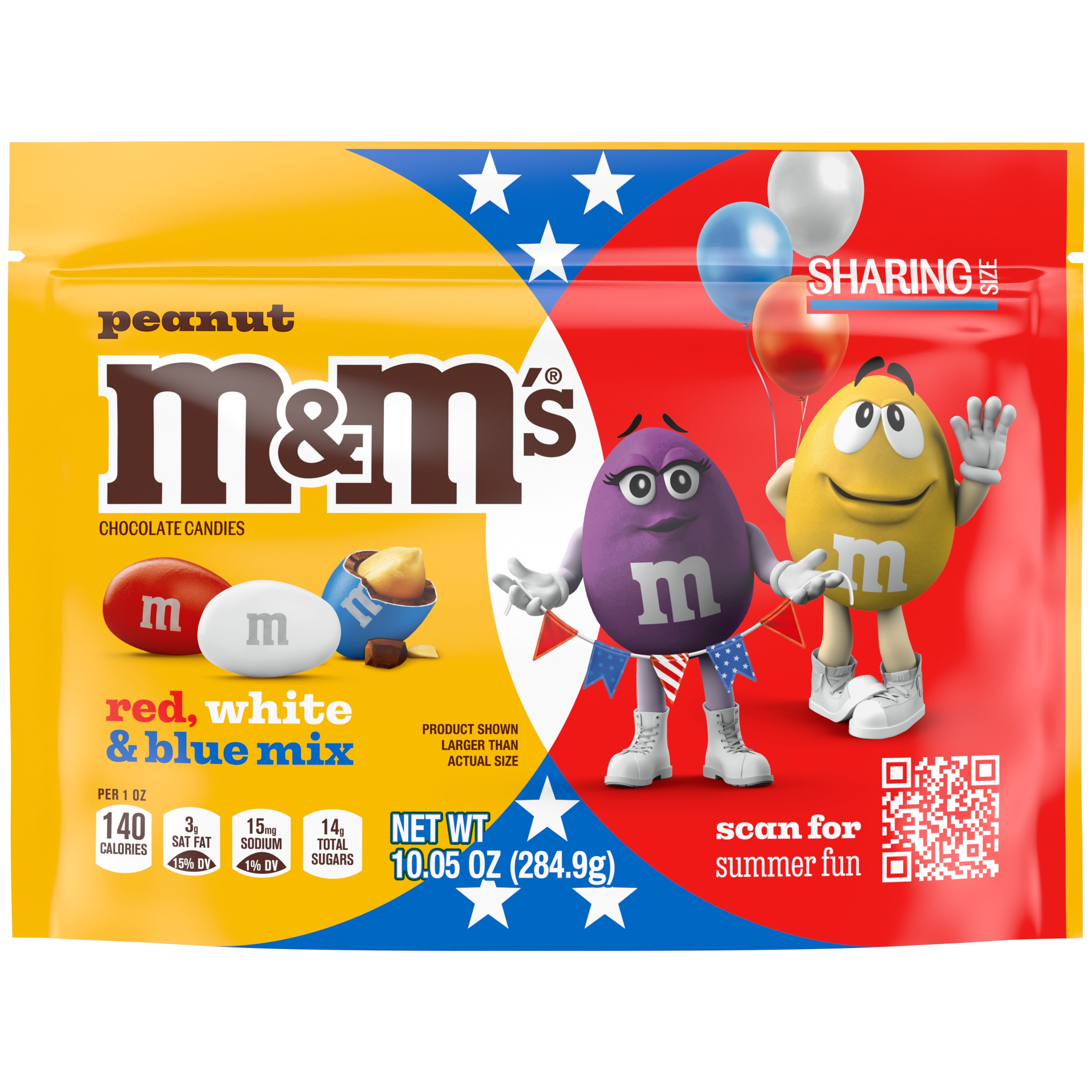 M&M's Peanut Milk Chocolate Red, White & Blue Summer Candy – 10.05 Oz ...