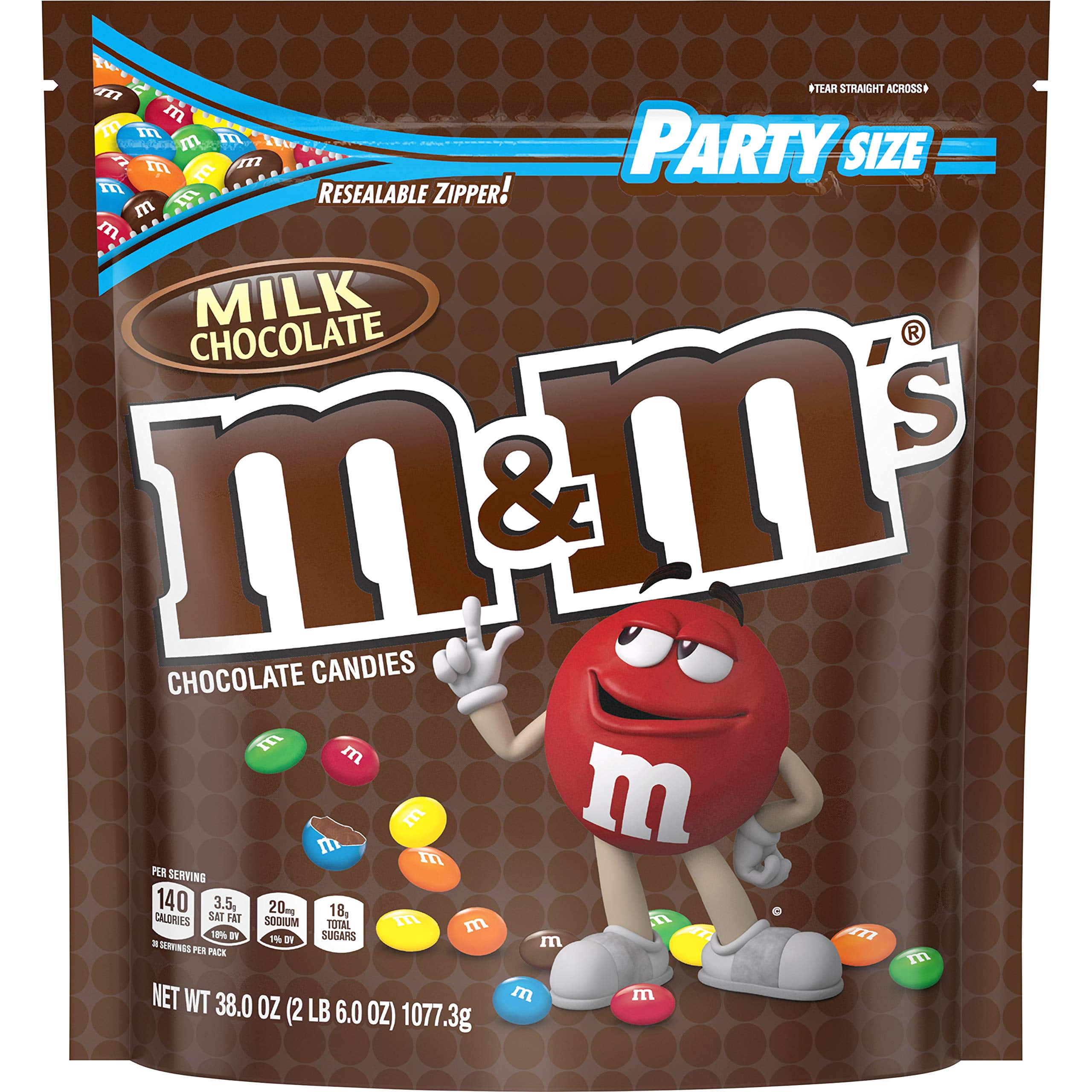 M&M's Plain Milk Chocolate Party Size Giant (2lb bag) resealable - Walmart.com