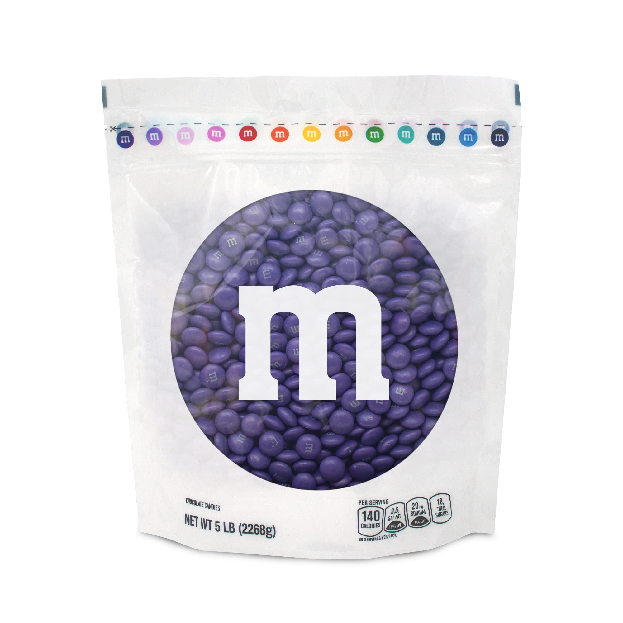 M&M's Purple Milk Chocolate Candy 5lb Resealable Pack for Candy Bars Birthday Parties Baby ...