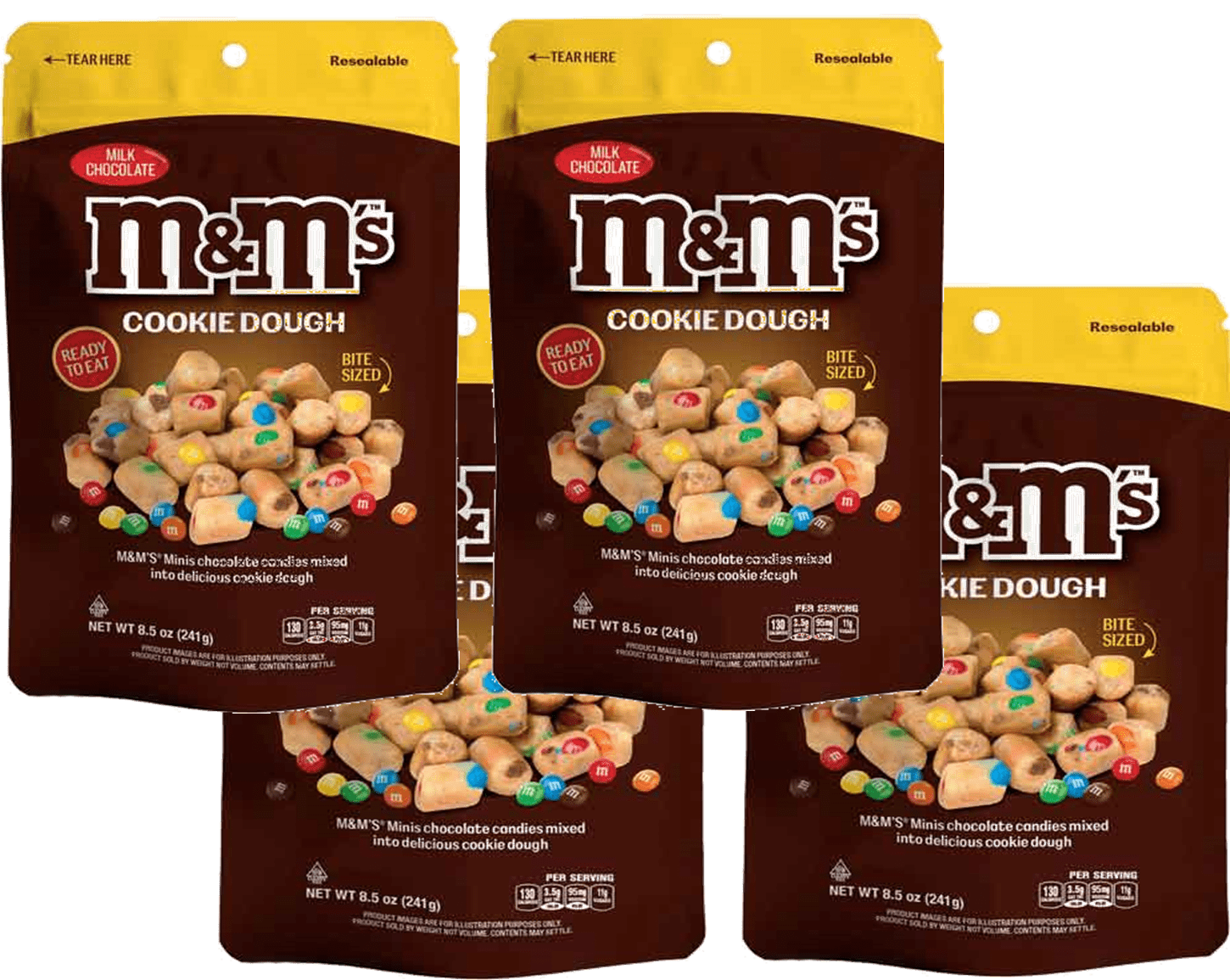 M & M's Ready-To-Eat Cookie Dough Bites, 4-Pack 8.5 oz. Re-sealable Bag ...