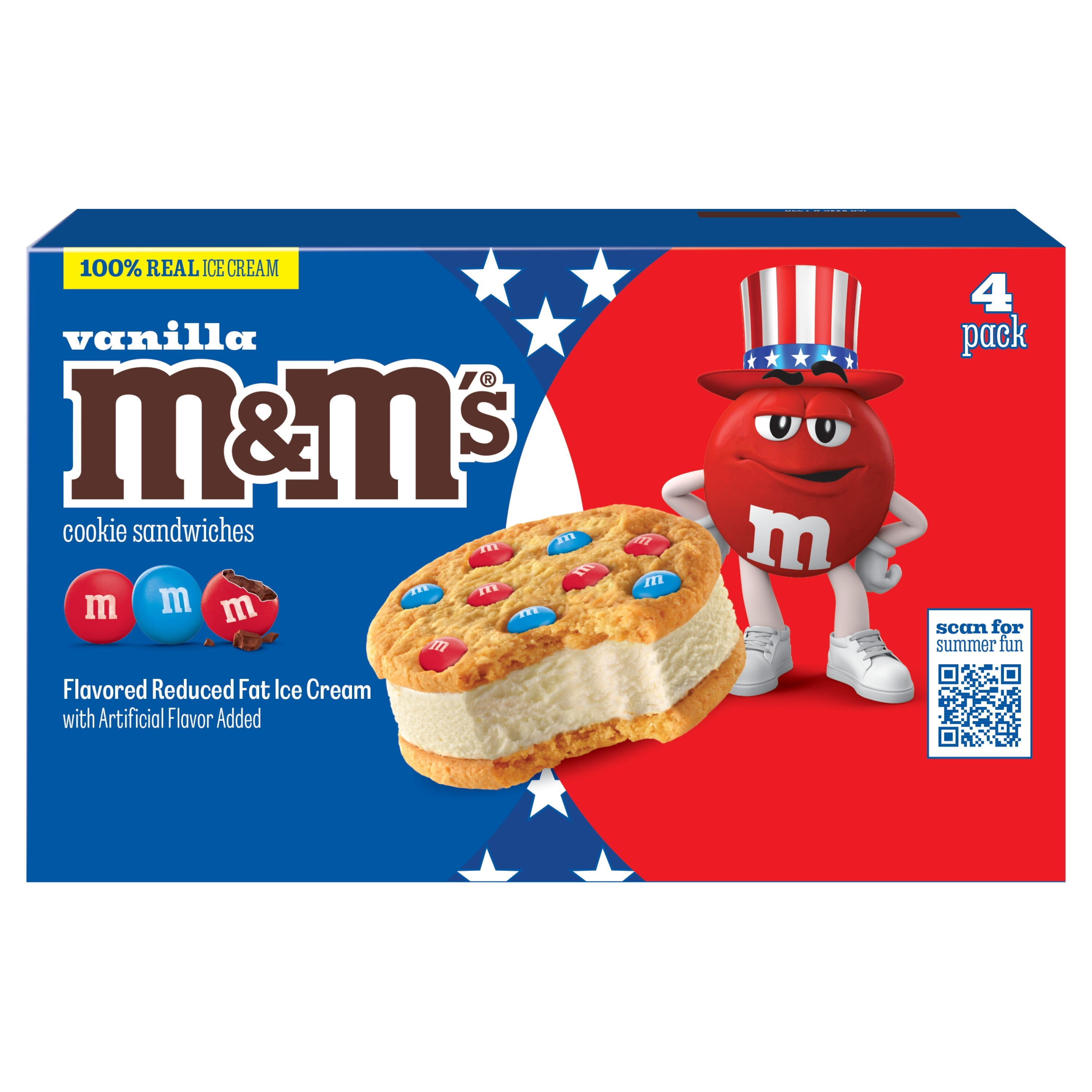 M&M's Vanilla Ice Cream Cookie Sandwiches, 16 fl oz, 4 Pack - Walmart.com