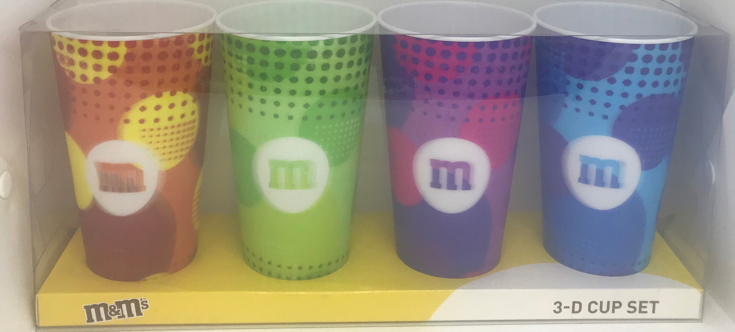 M&M's World Lenticular 24oz 3-D Cup Tumbler Set of 4 New with Box ...