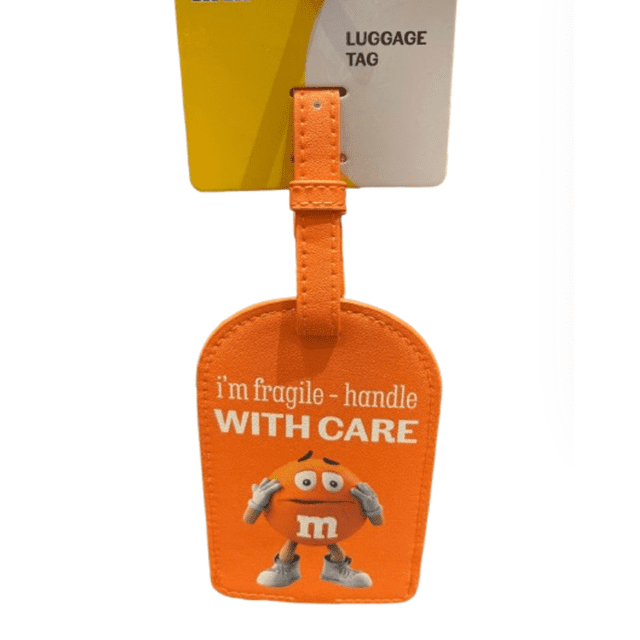 M&M's World Orange Character "I'm Fragile Handle With Care" Luggage Tag ...
