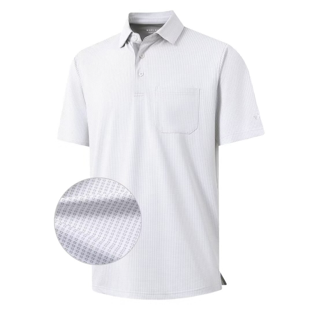 M MAELREG Mens Polo Shirts Short Sleeve Dry Fit Jacquard Performance ...