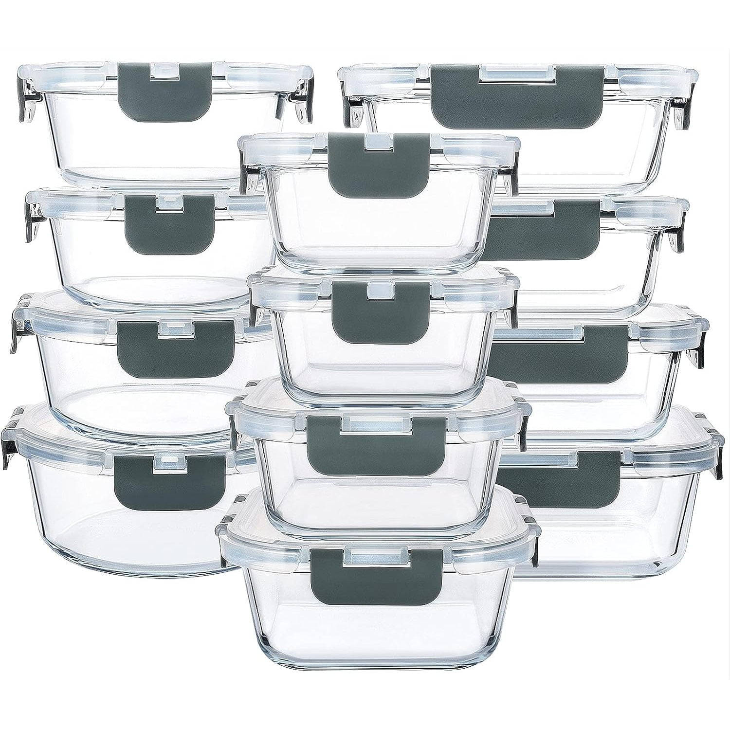 M MCIRCO 24-Piece Glass Food Storage Containers with Upgraded Snap ...