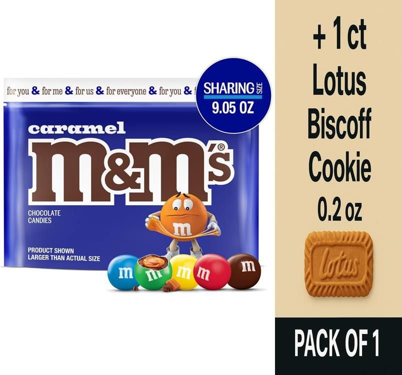 M&MS Caramel Milk Chocolate Candy Sharing Size Bag 9.05 oz - Pack of 1 & Lotus Biscoff Cookie ...