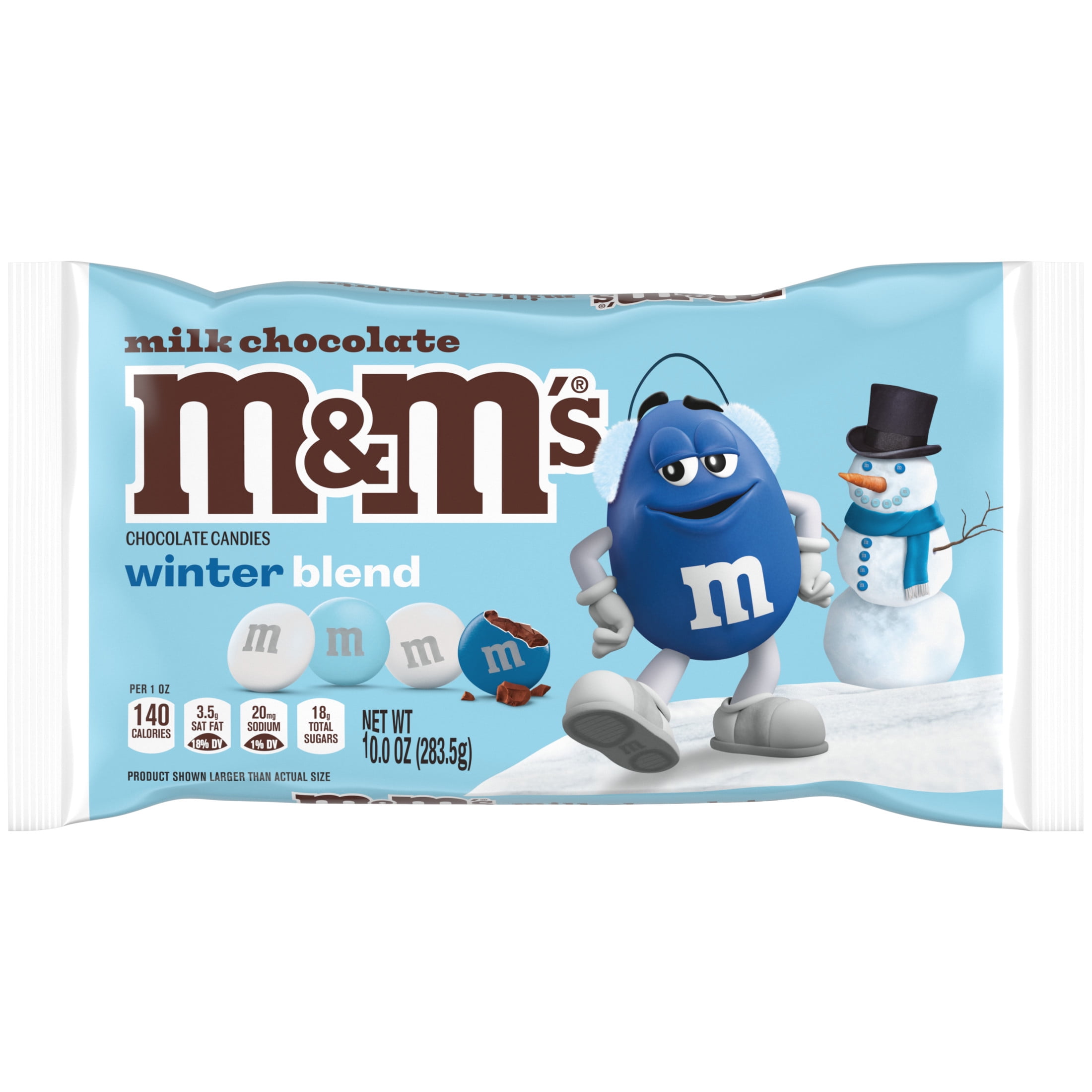 M&M's Milk Chocolate Blue and White Christmas Candy - 10.0 oz Candy Bag - Walmart.com