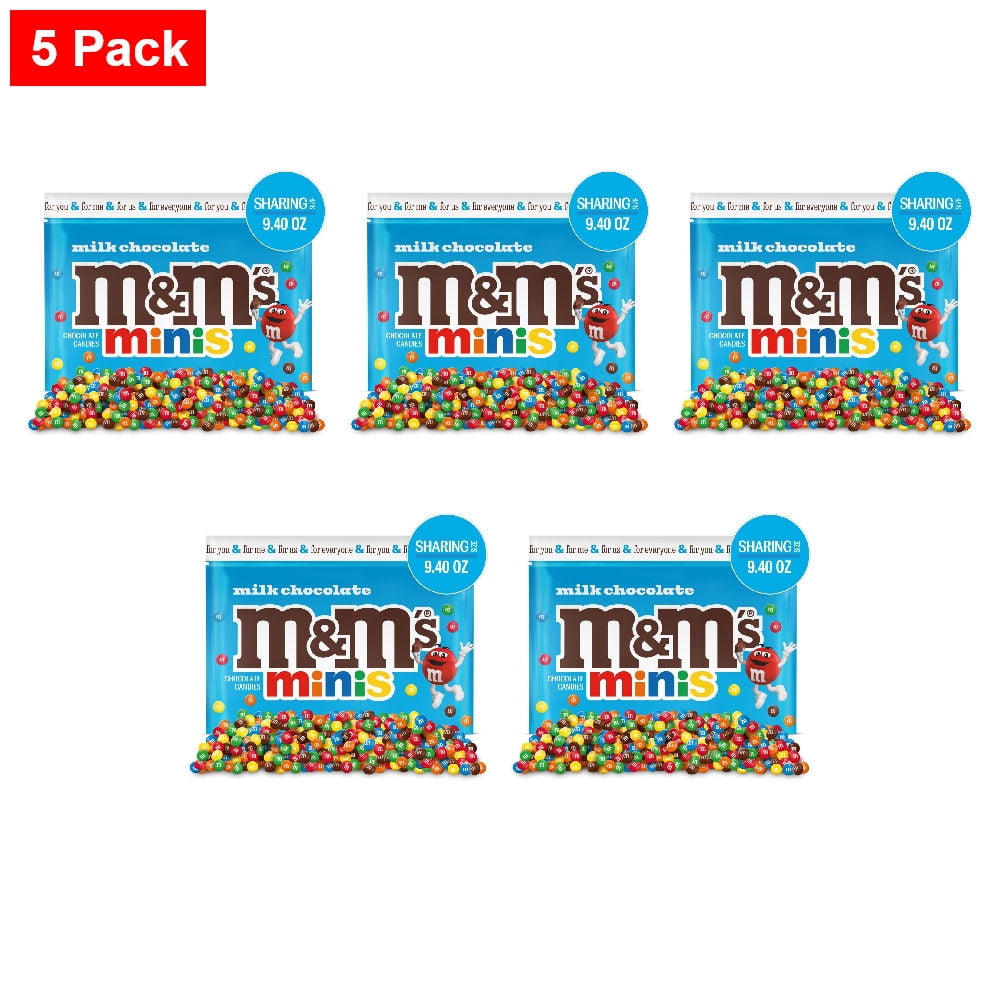 M&MS Minis Milk Chocolate Candy Sharing Size Bag 9.4 oz - 5 Pack ...
