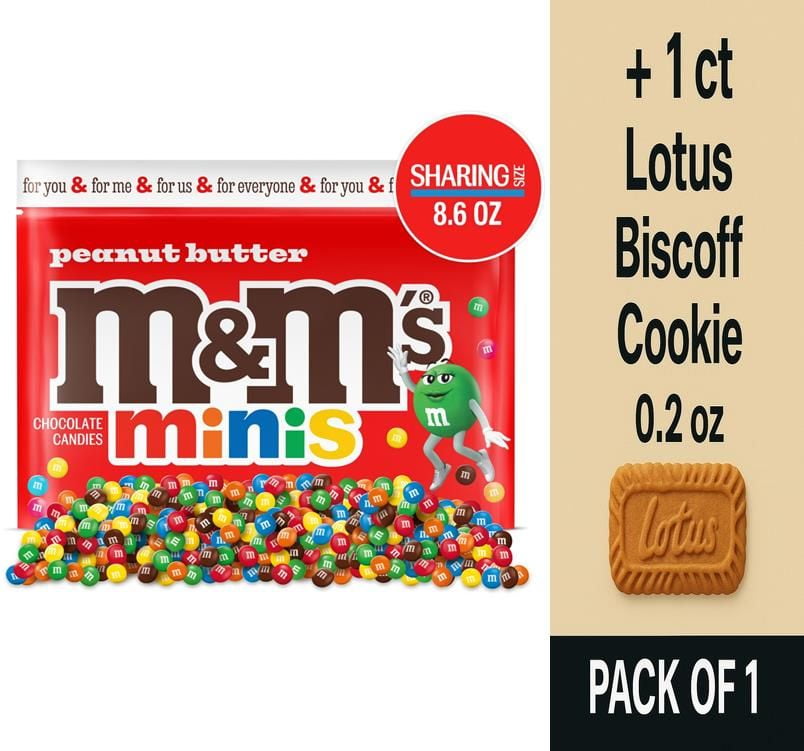 M&MS Minis Peanut Butter Milk Chocolate Candy Sharing Size Bag 8.6 oz ...
