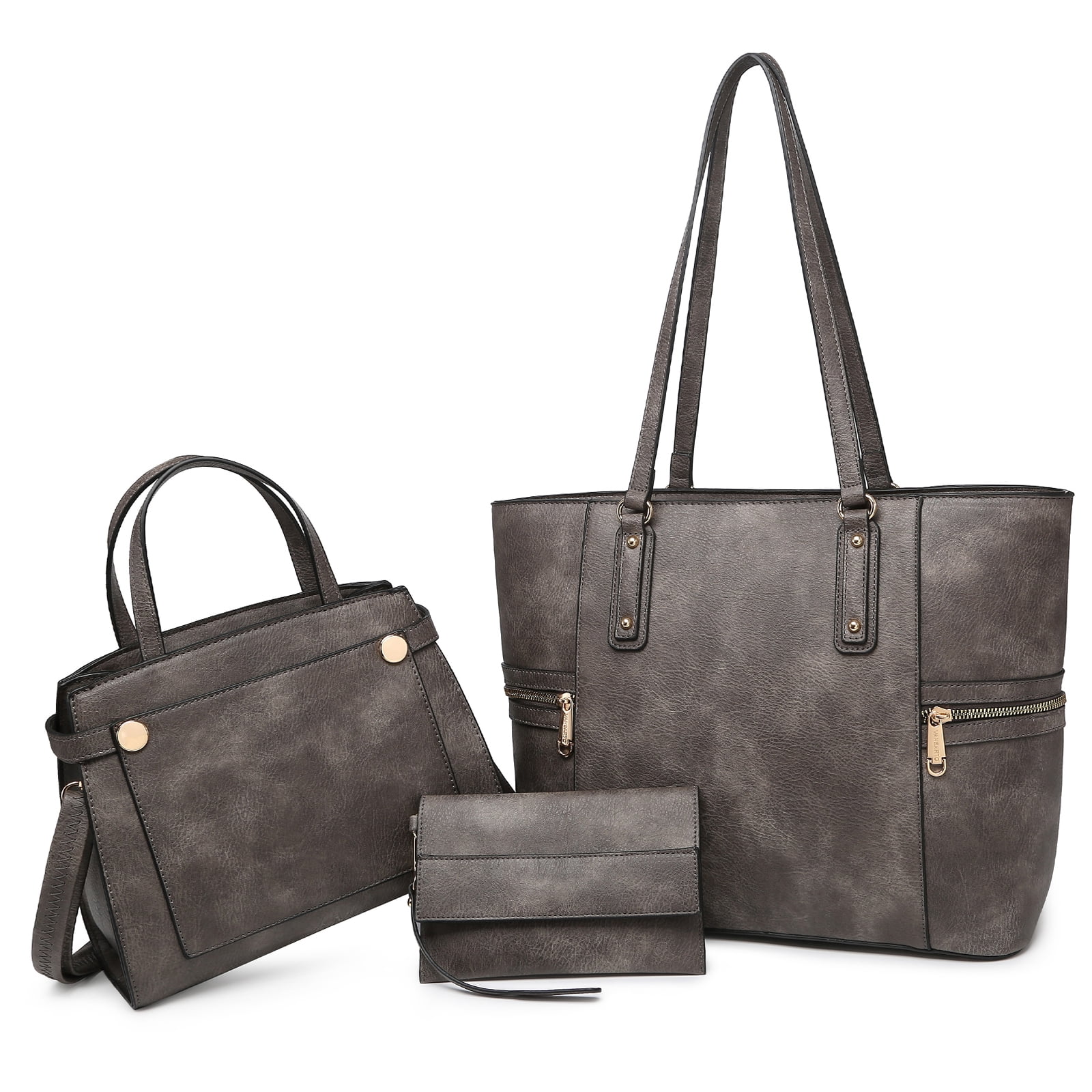 M Marco Women's Vegan Leather 3-Piece Handbag Set, Black - Walmart.com