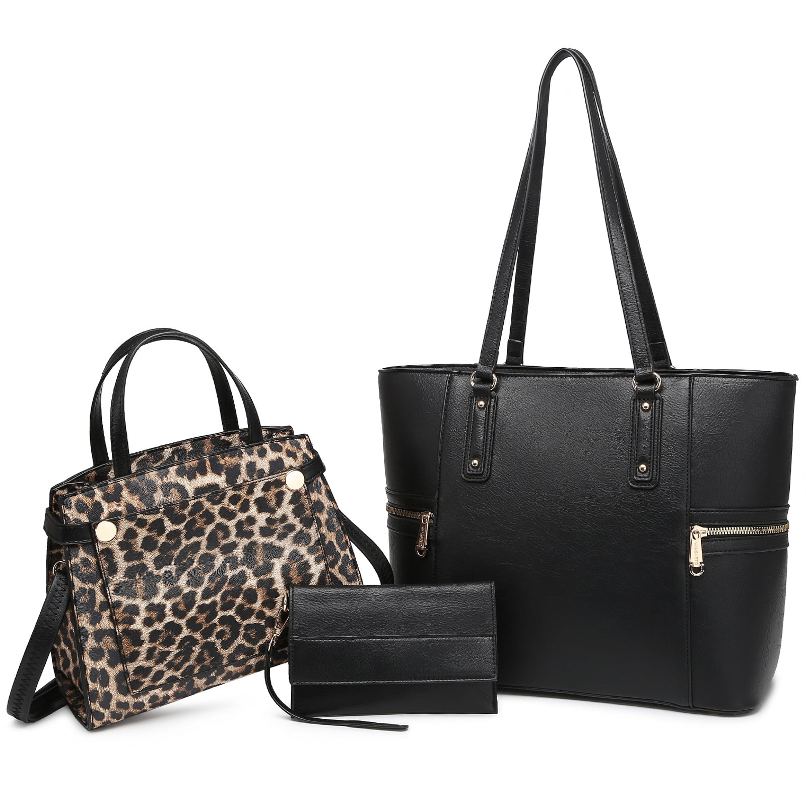 M Marco Women's Vegan Leather 3-Piece Handbag Set, Black - Walmart.com