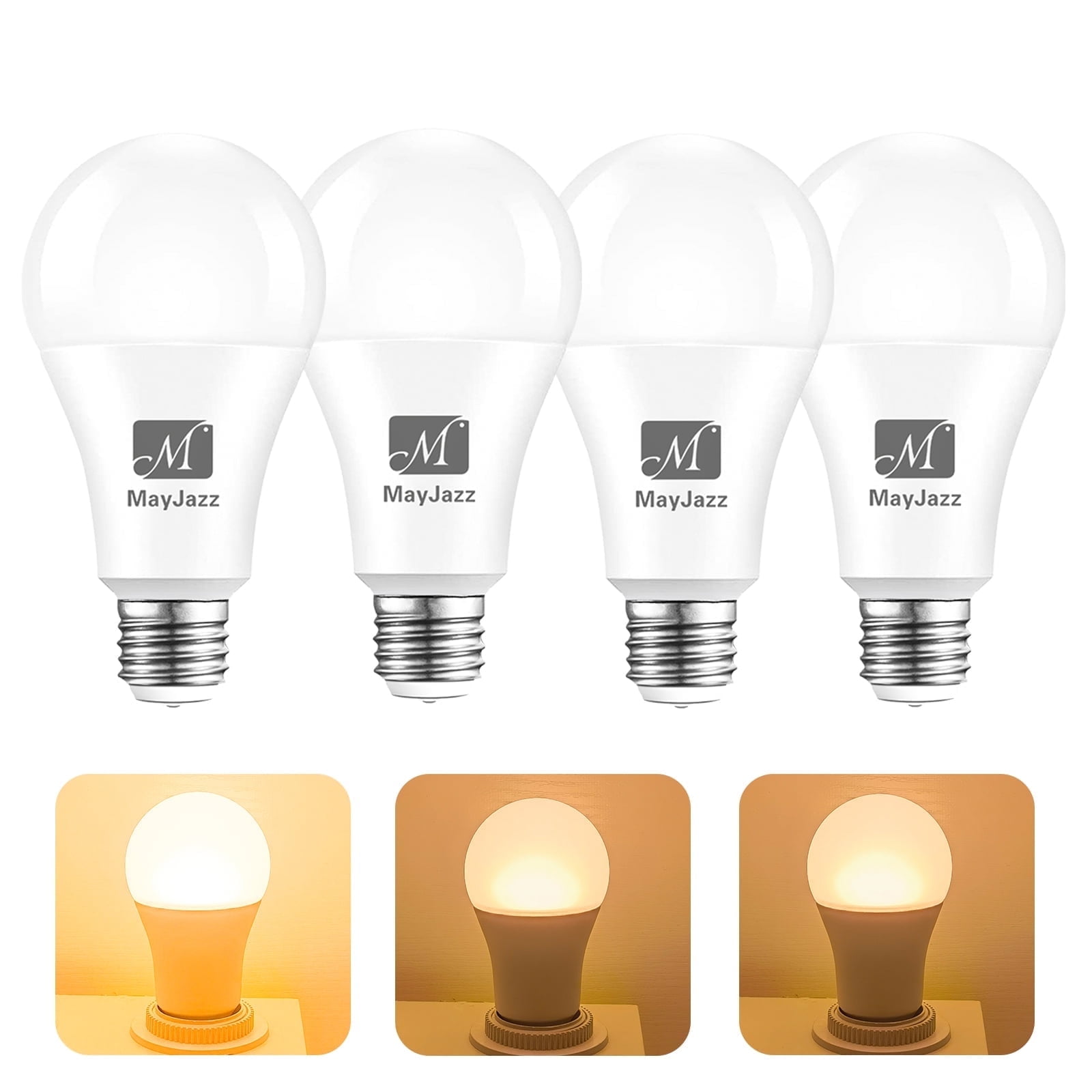 M MayJazz 3-Way Led Light Bulbs 30 70 100 Watt Equivalent (4 Pack ...