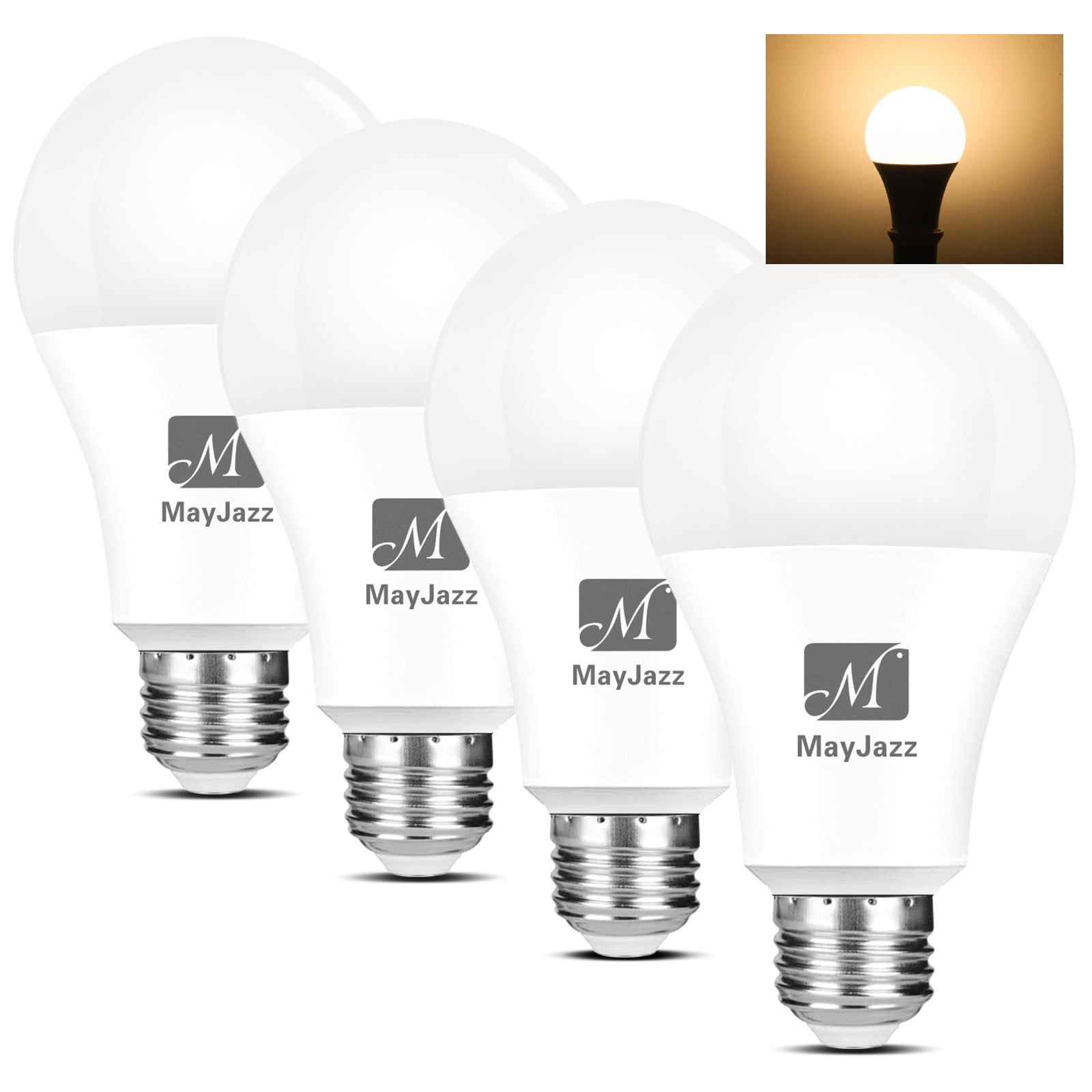 M MayJazz A19 LED Light Bulbs Warm White 3000K Led Bulb, 15W (100W ...