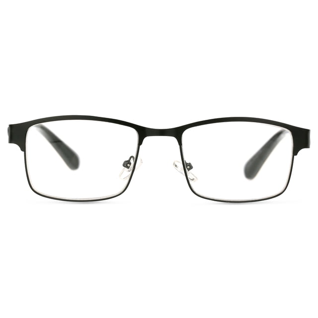 M+ Men's Ash +2.00 Rectangle Reading Glasses with Case, Black Matte HSA ...