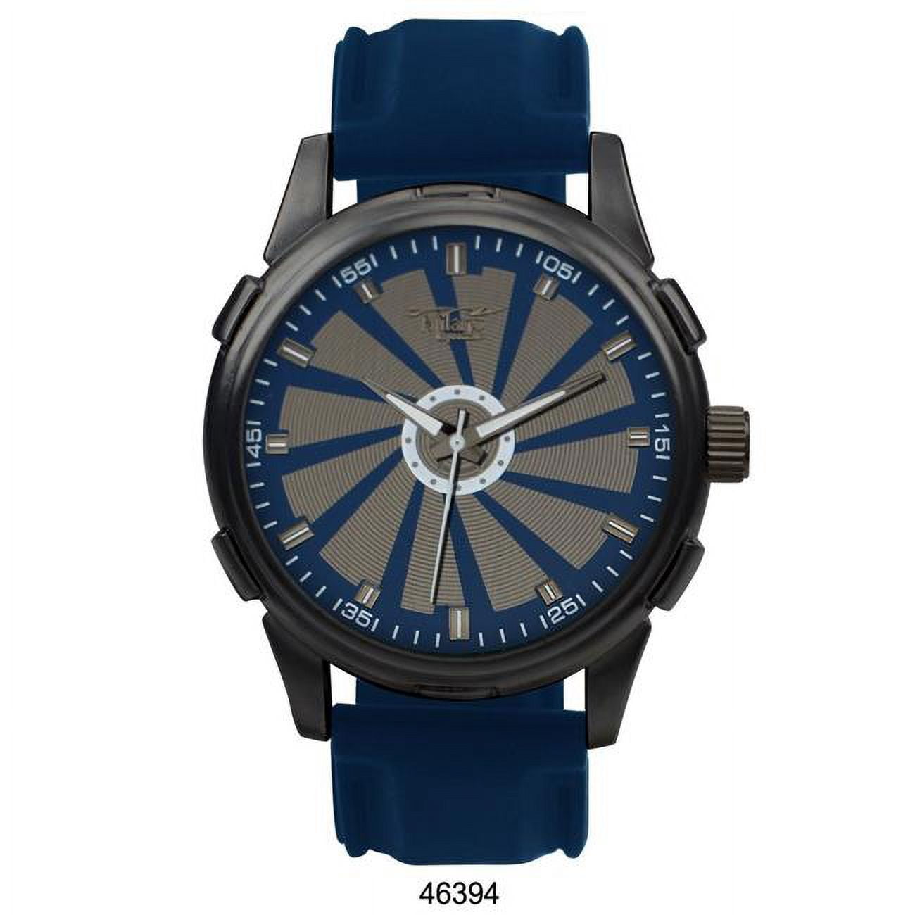 M Milano Expressions 46394 Blue Rubber Strap Mens Watch with Gun Case ...