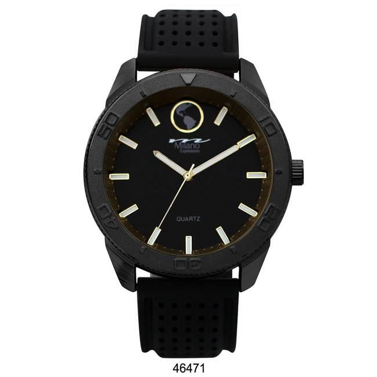 M Milano Expressions 46471 Black Rubber Strap Mens Watch with Black ...
