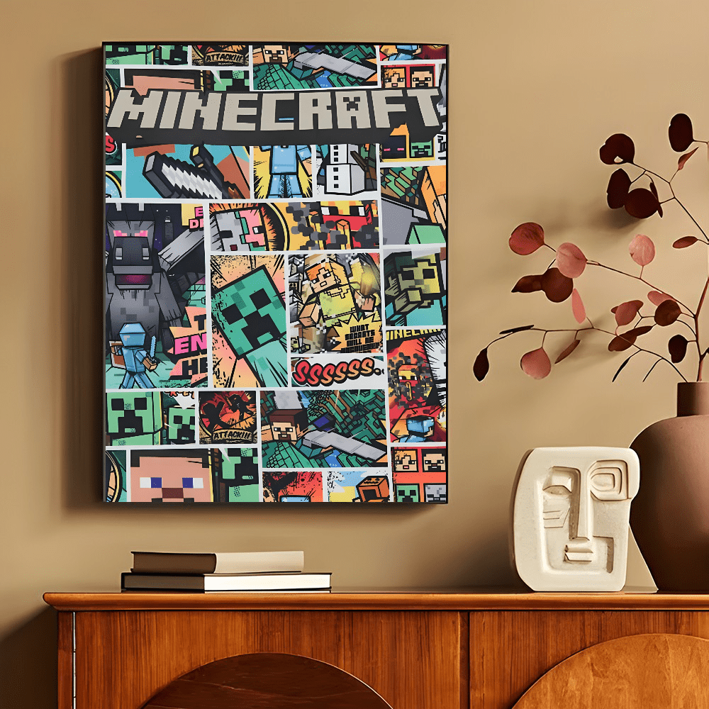 M-Minecraft Poster Self-adhesive Art Waterproof Paper Sticker Coffee ...