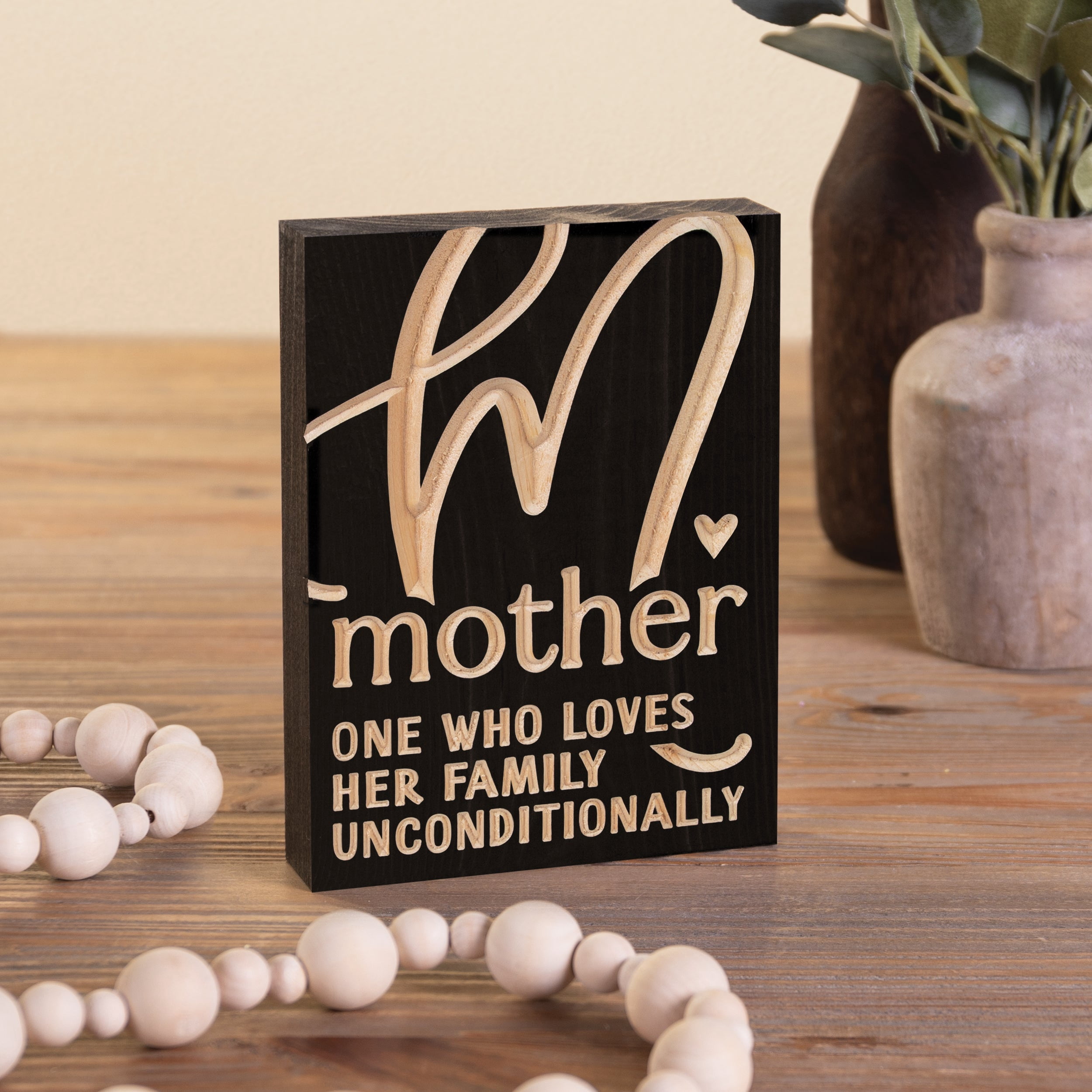 M Mother One Who Loves Her Family Word Block - Walmart.com