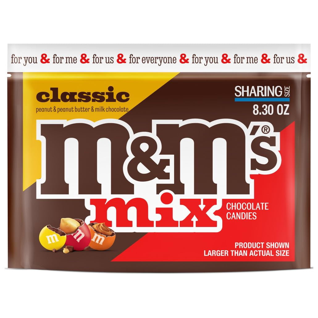 M&Ms Classic Mix Chocolate Candy Sharing Size Bag, Milk Choc Peanut ...