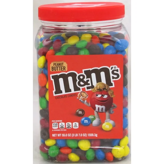 M&M'S Peanut Butter Candy, Milk Chocolate, Resealable Jar, Kosher, 55 ...