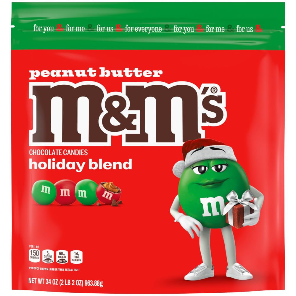 M&M'S Peanut Butter Red & Green Milk Chocolate Christmas Candy, 34 Oz ...