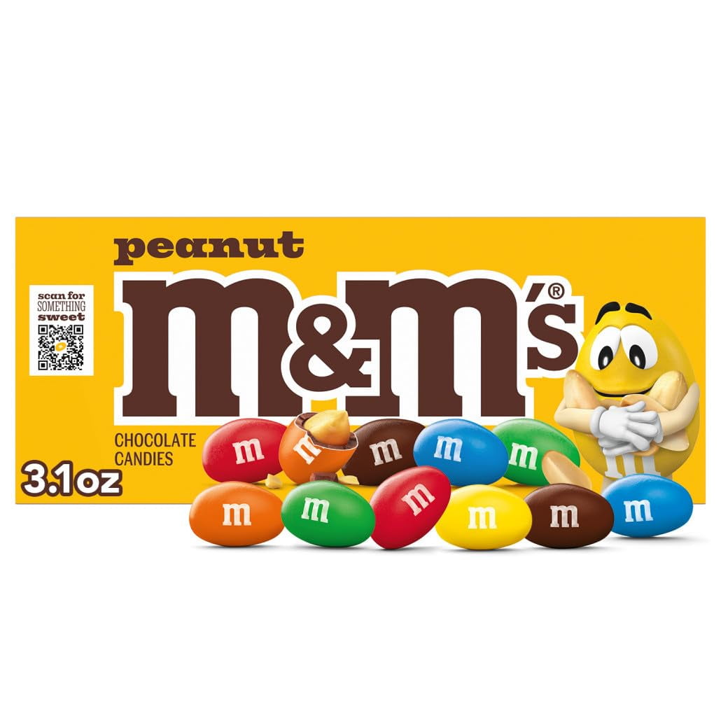 M&Ms Peanut Chocolate Candy Movie Theater Box 3.1-Ounce Box Packaging ...
