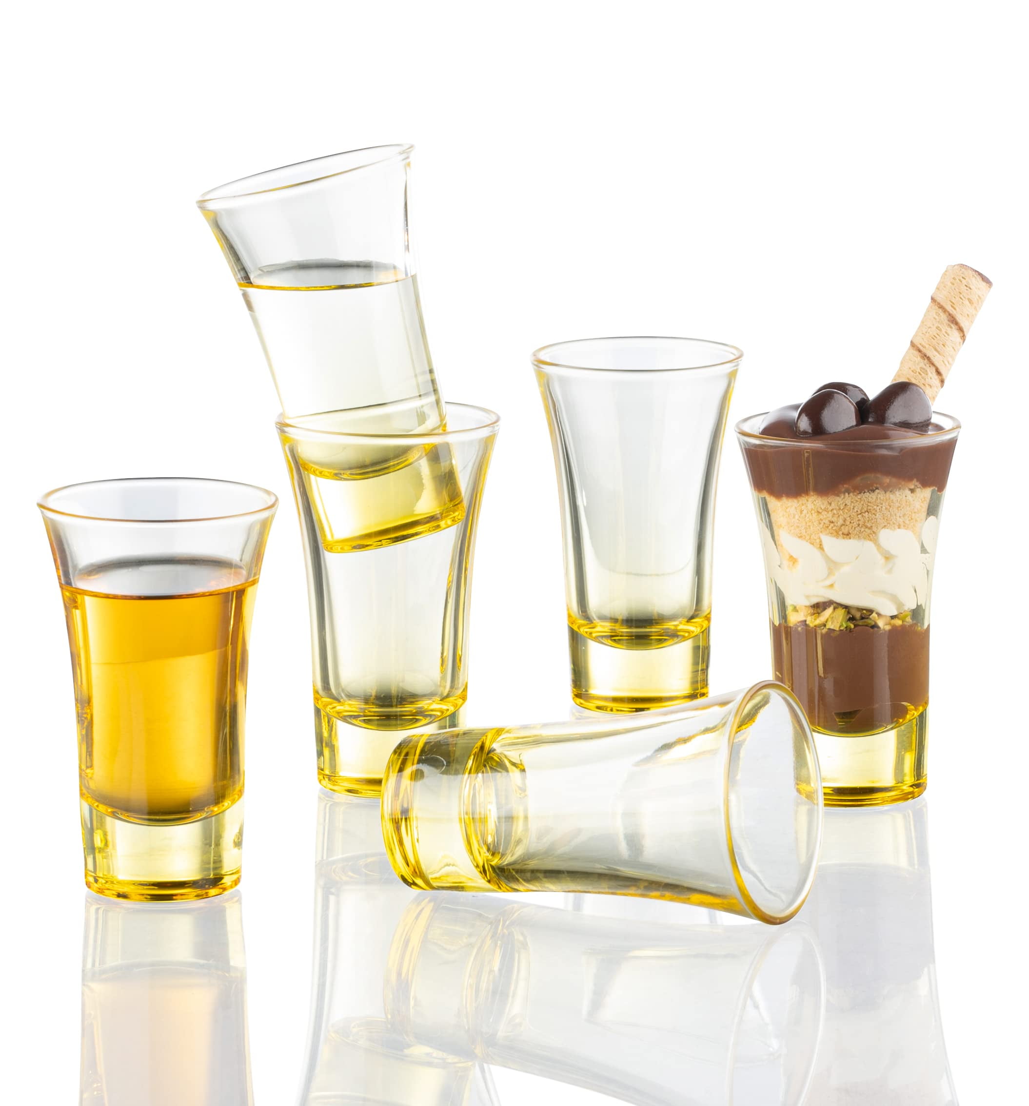 M&N Home Ombre Yellow Shot Glass Set, 2 Oz Set of 6 Colored Shot ...