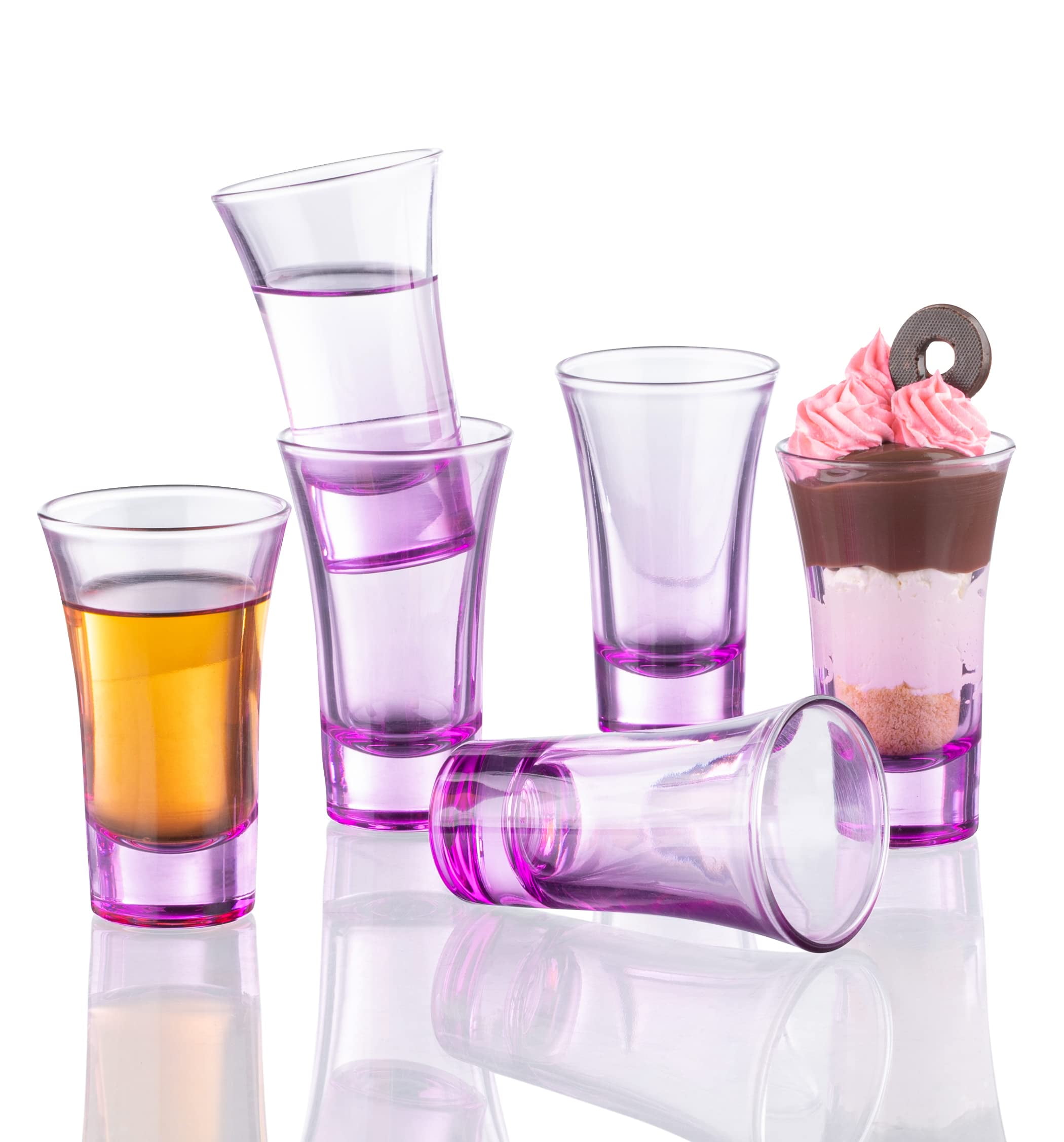 M&N Home Purple Ombre Shot Glasses, 2 Oz Set of 6 Colored Shot Glasses ...