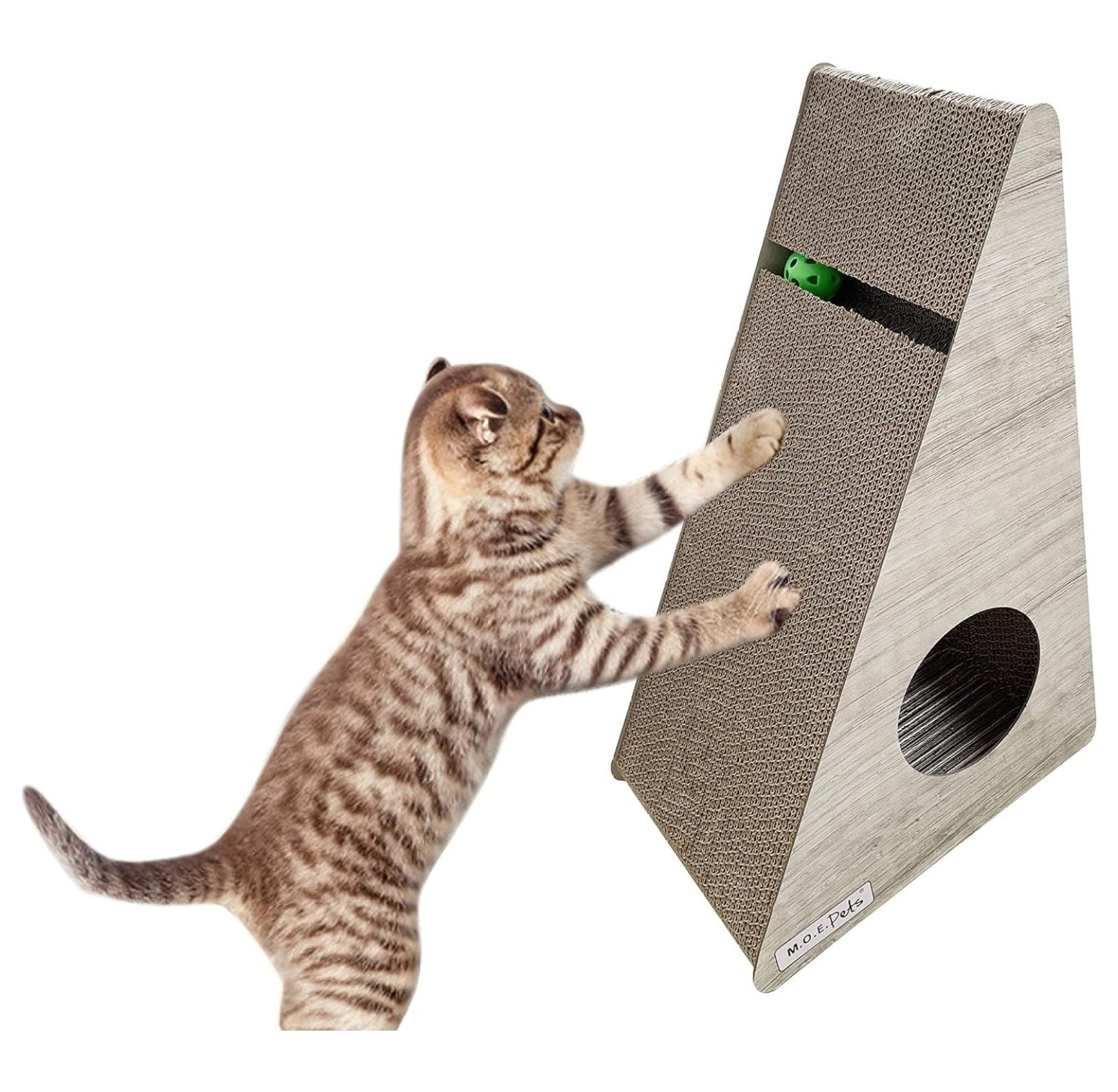 M.O.E. Pets Tall Wedge Shaped Scratcher with Cat Toy, 11" L X 15" W X ...
