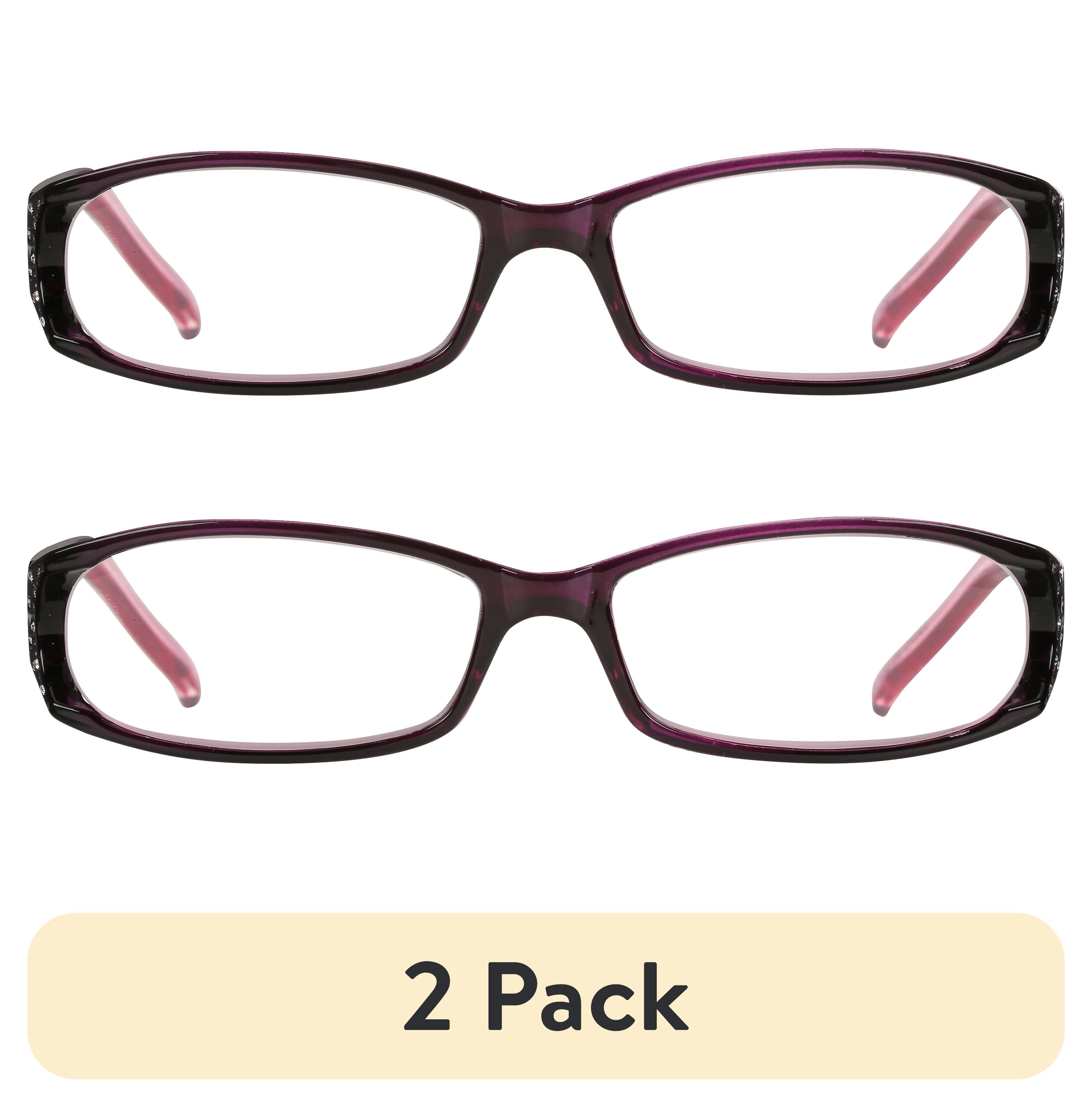 (2 pack) M+ Womens Rectangular Plastic Reading Glasses 1.50 Amber in ...