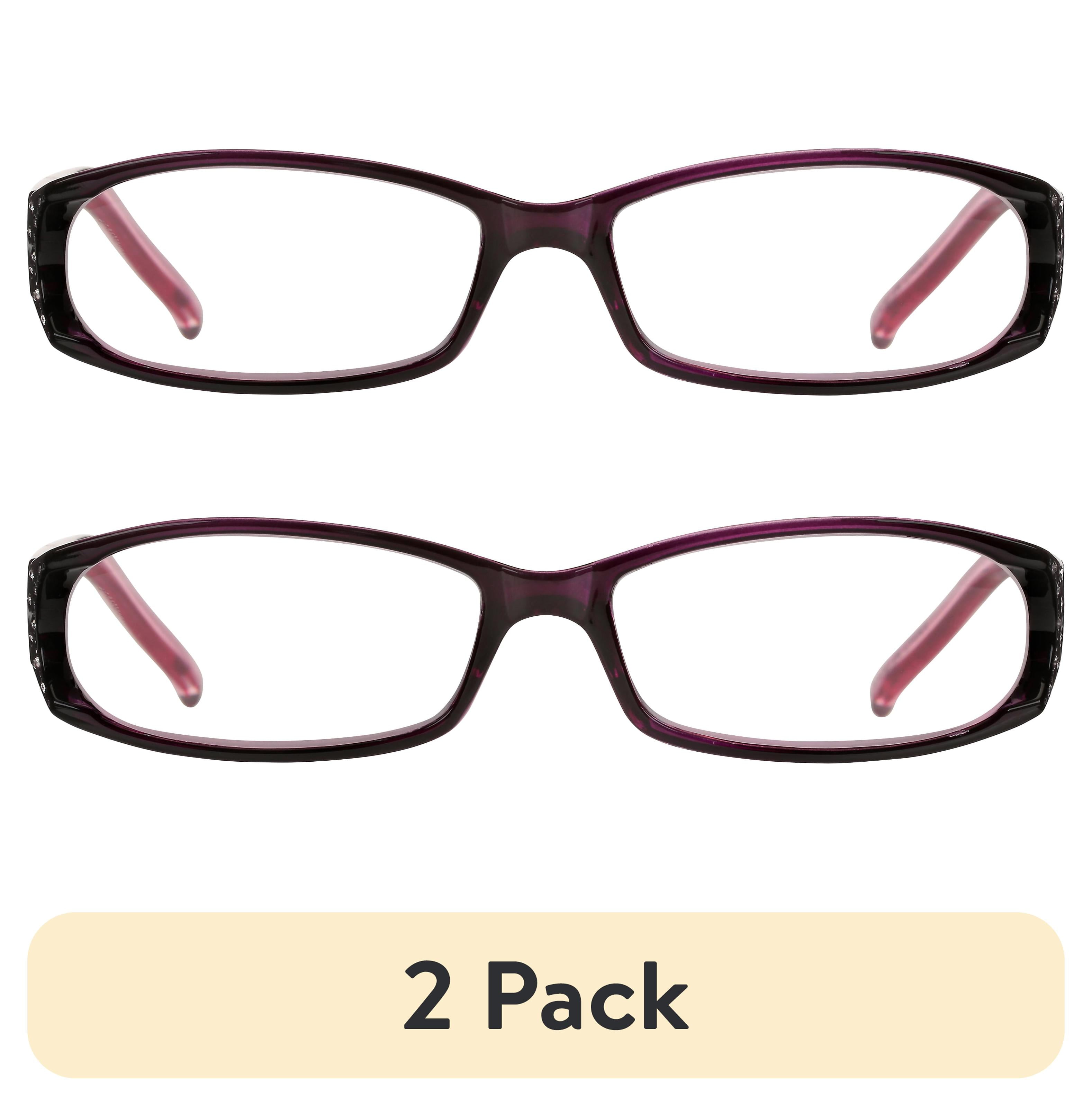 (2 pack) M+ Womens Rectangular Plastic Reading Glasses 2.50 Amber in ...