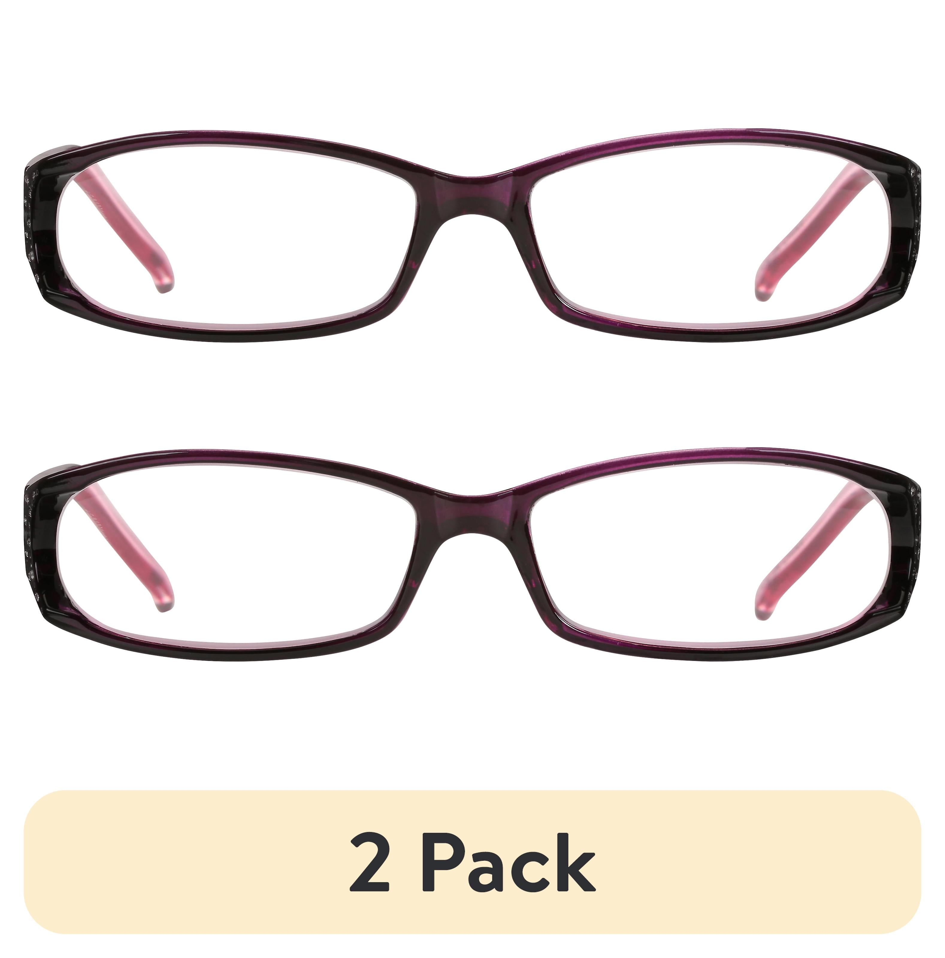 (2 pack) M+ Readers Womens Spring Hinge Plastic Reading Glasses Purp 3. ...