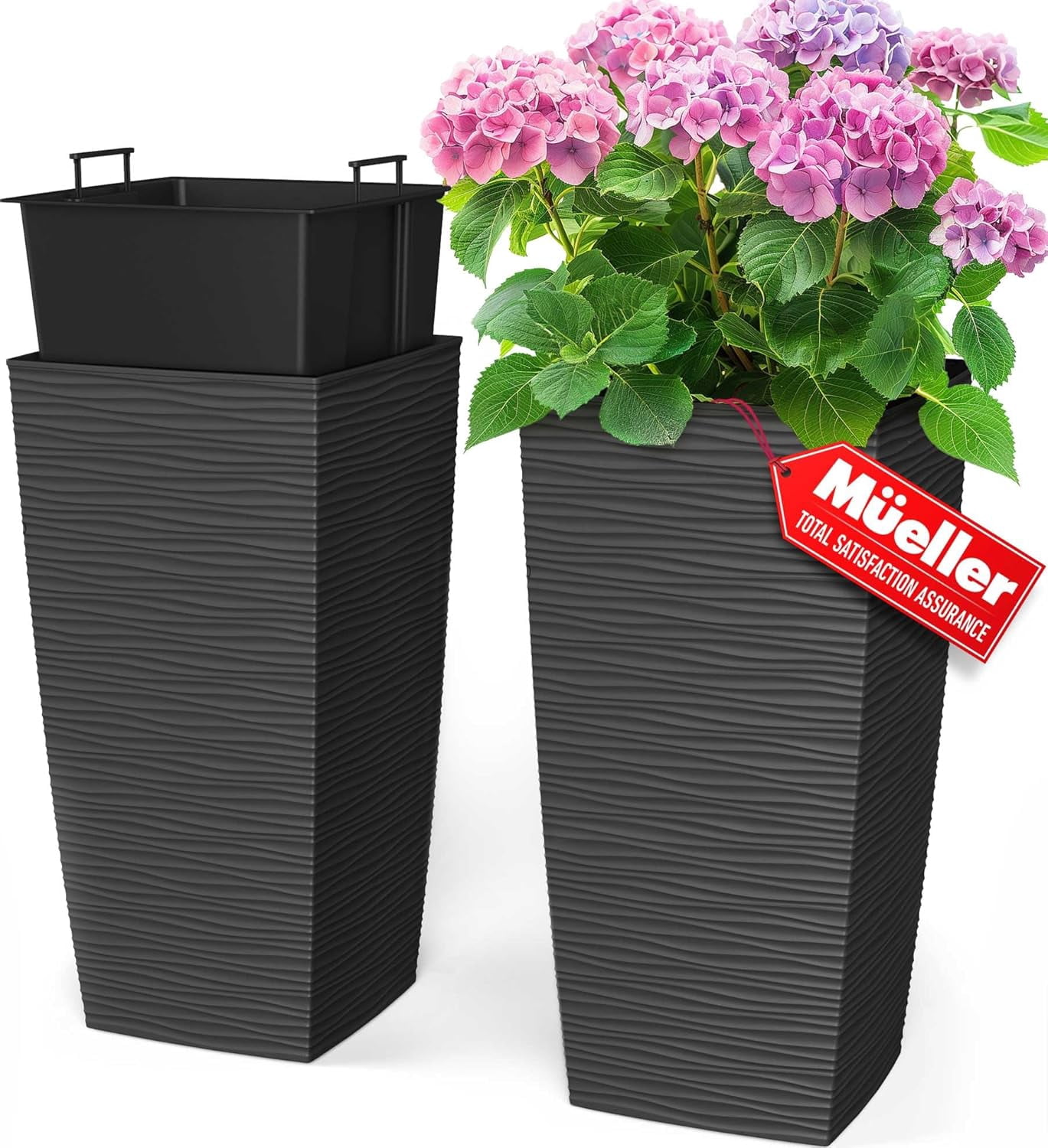 M-Resin Heavy Duty Tall Planters for Outdoor Plants, Indoor Grande ...